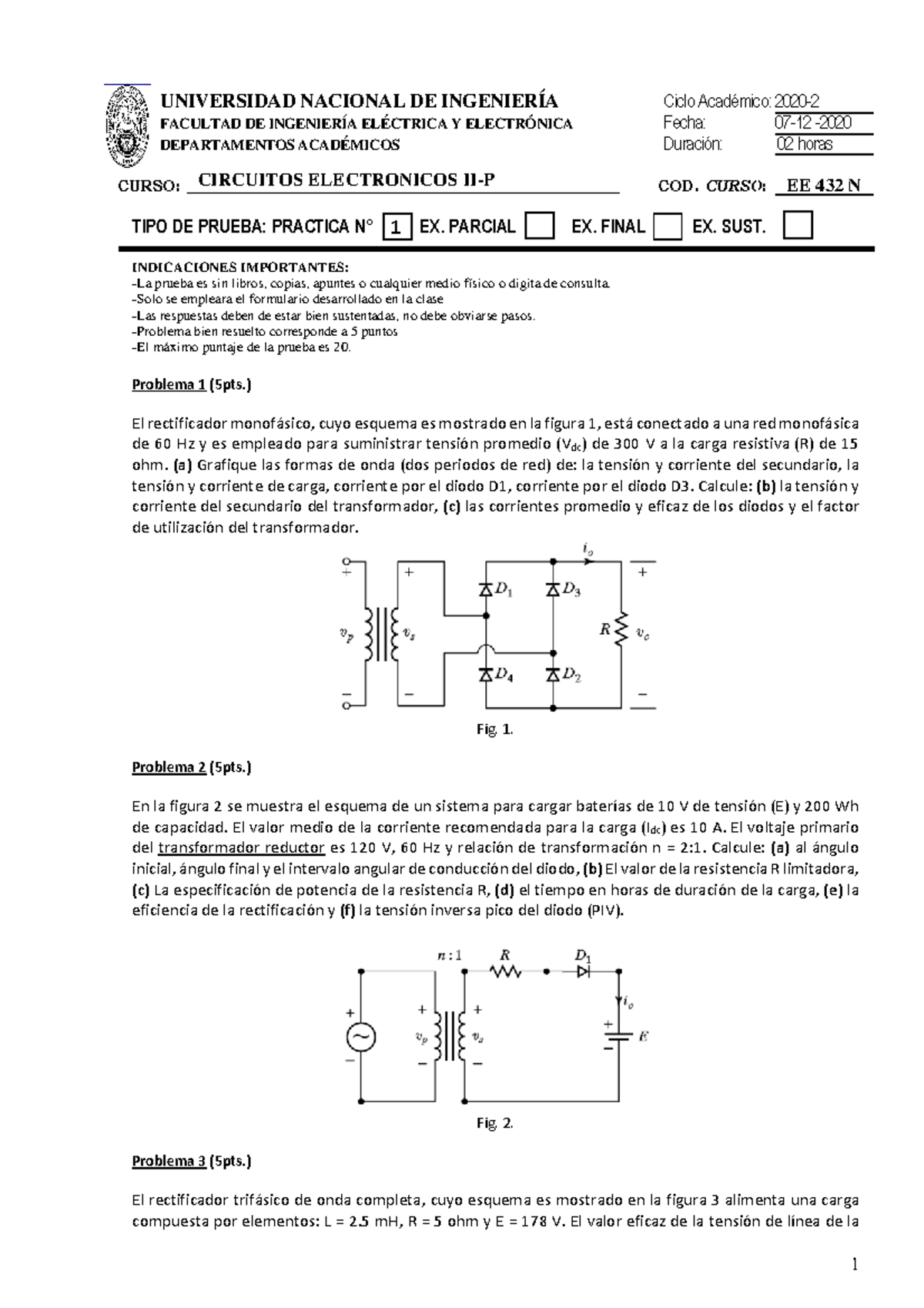 Práctica 1 Final - Circuitos Electrónicos EE 432 N - 2020-2 - Studocu