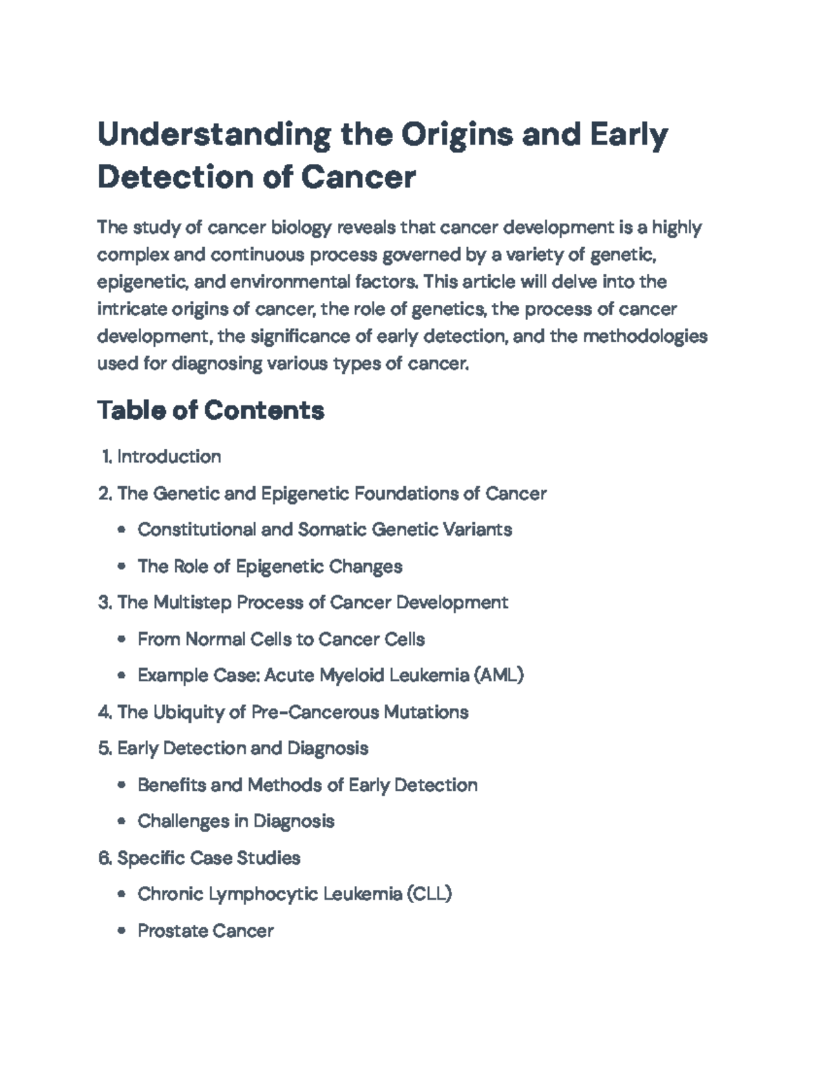 Understanding Cancer Origins, Development & Early Detection (BIOL101 ...