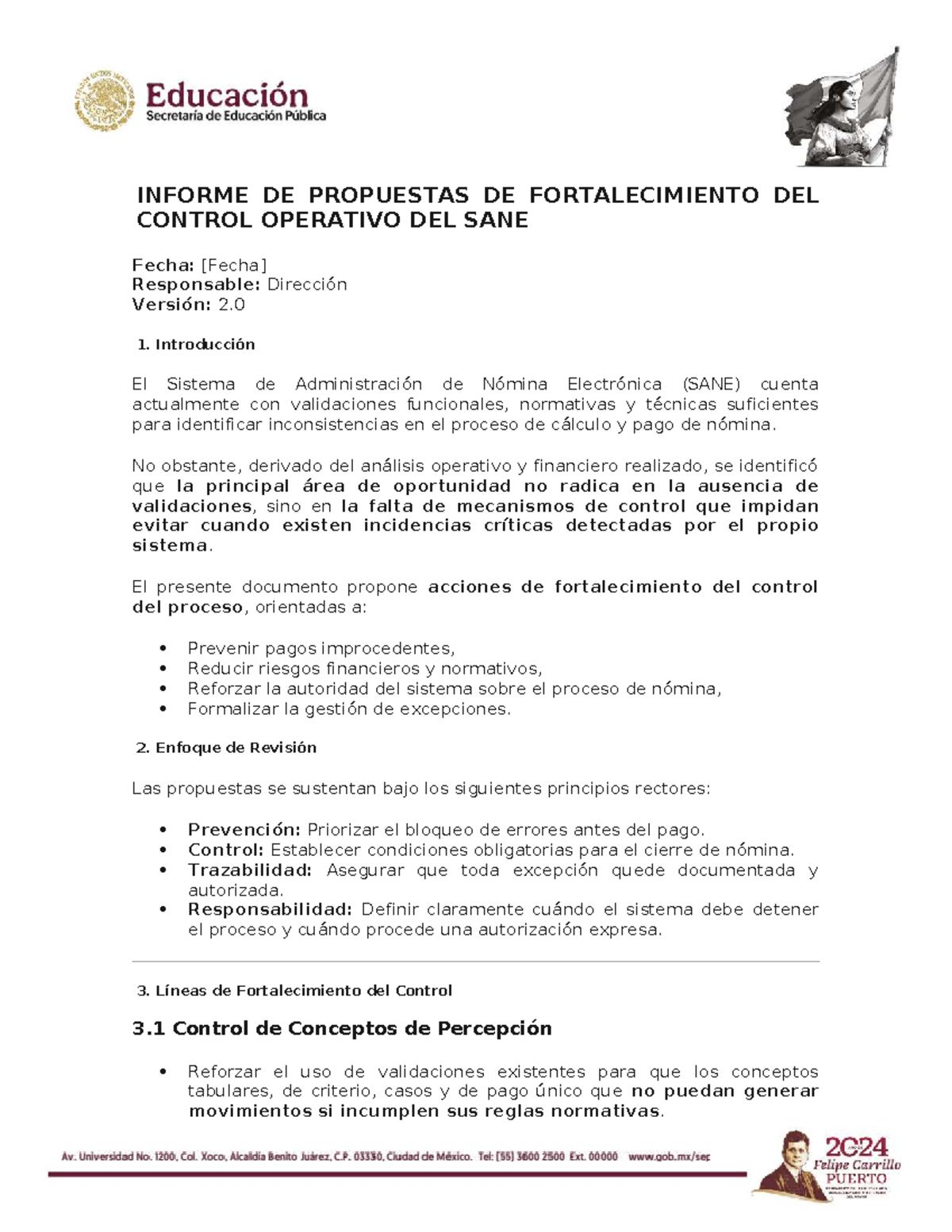 Propuestas de Mejora para el Control Operativo del SANE - Informe 2.0 ...
