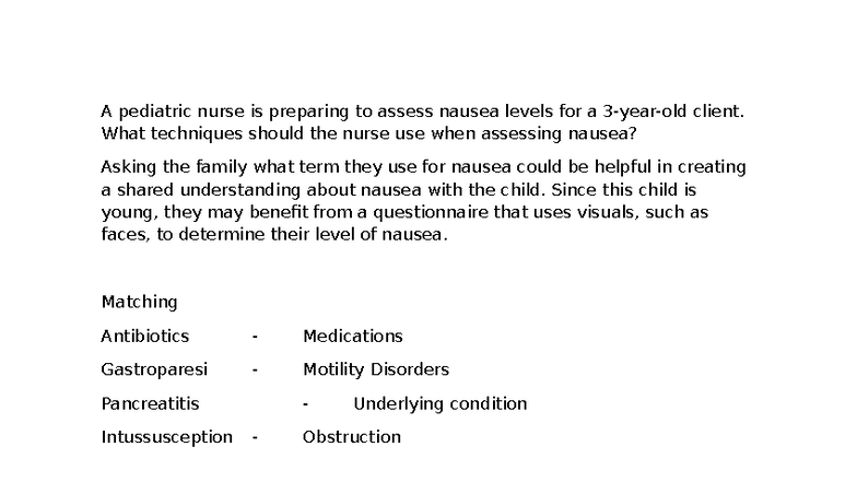 Pediatric Nursing Assessment Techniques for Nausea and Dehydration ...