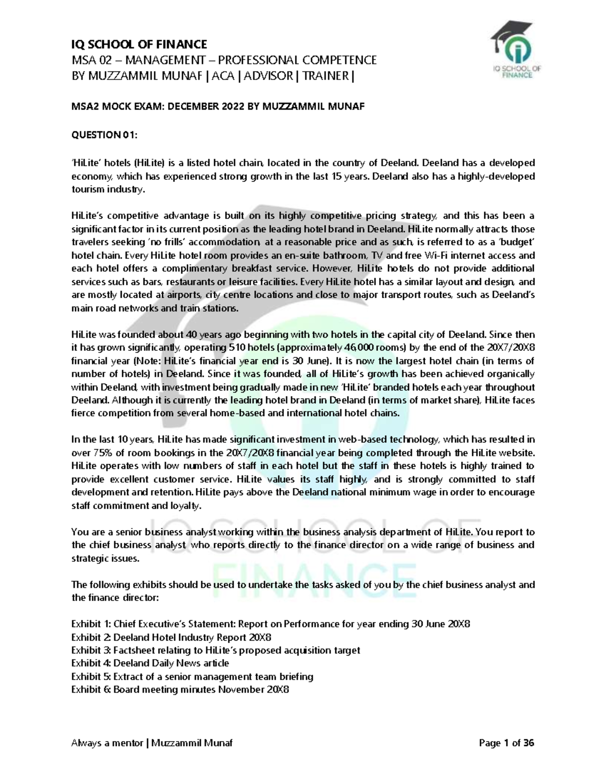 ACCA SBL case studies for MSA-2 - with solutions - MSA 02 – MANAGEMENT – PROFESSIONAL COMPETENCE ...