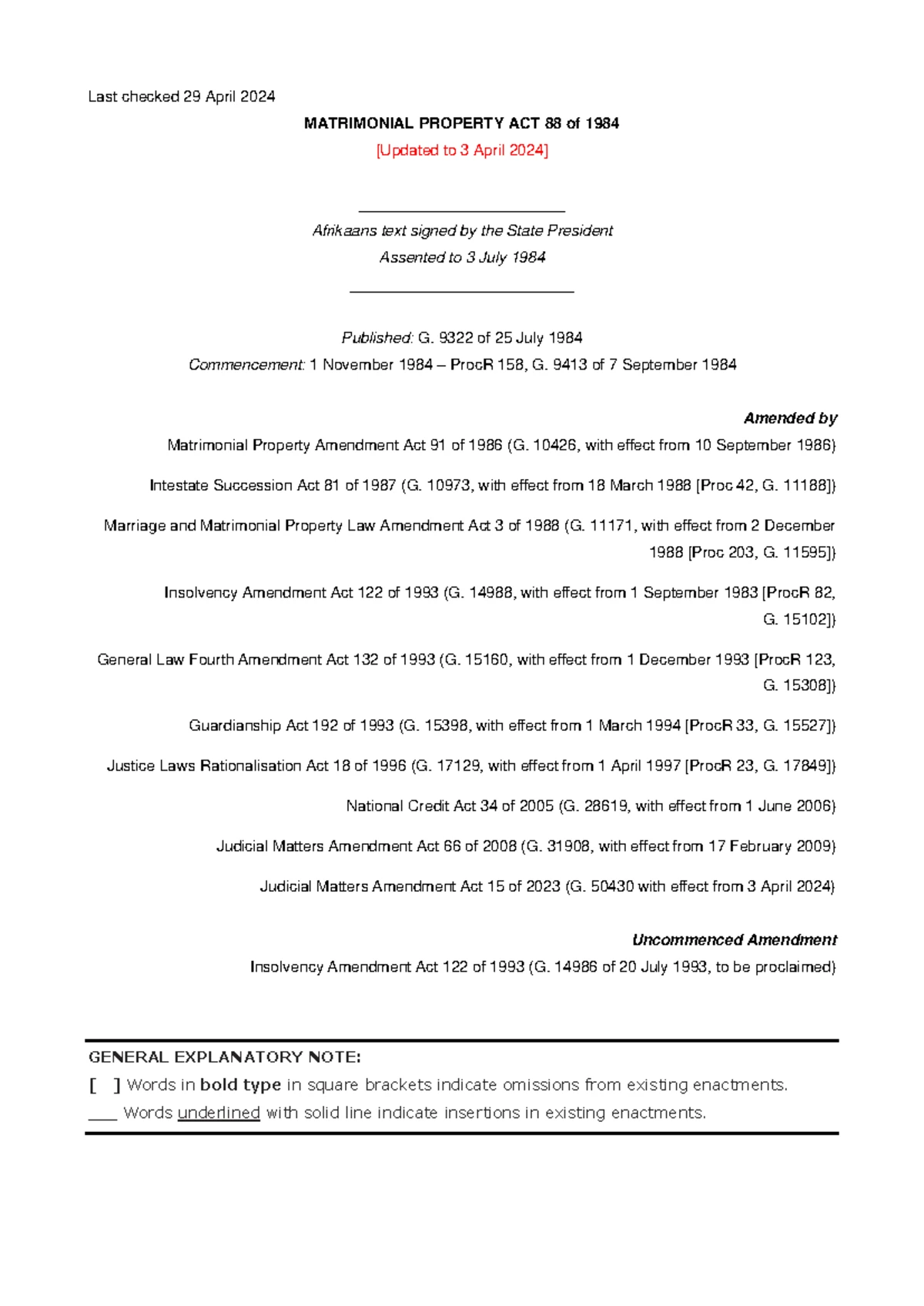 Family Law Legal Memo: Matrimonial Property Systems in South Africa ...