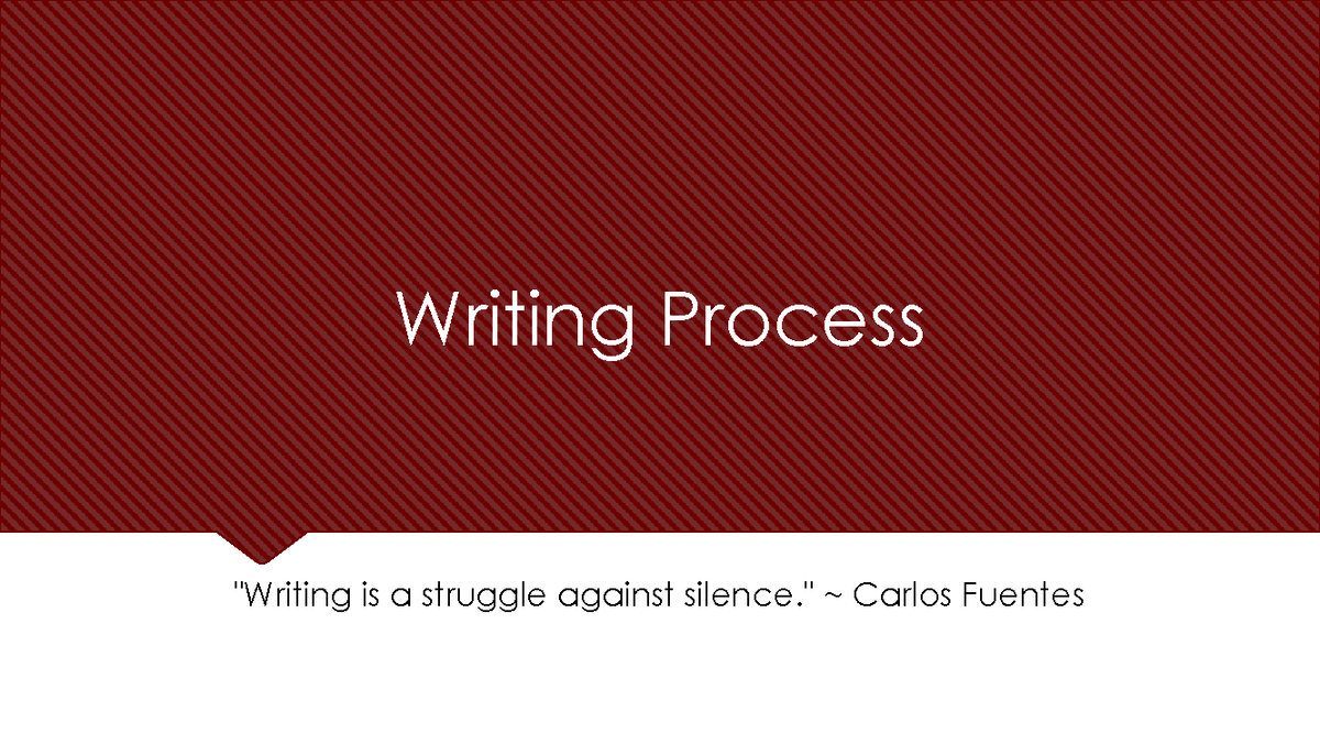 Writing Process - Project work - Writing Process "Writing is a struggle ...