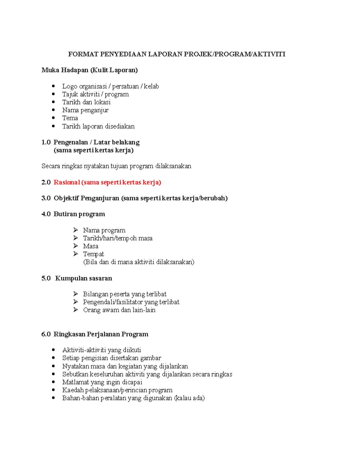 Format Penyediaan Laporan Projek/Program Aktiviti - Panduan Lengkap ...