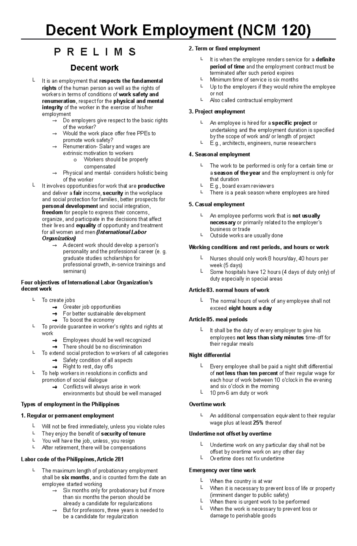 NCM 120: Exploring Decent Work Employment in Transcultural Nursing ...