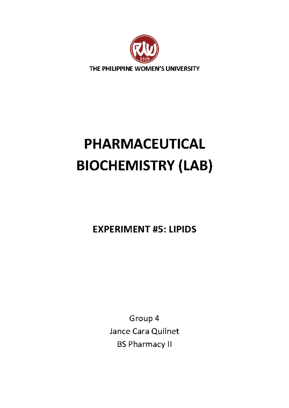 Biochem Lab Experiment #5: Lipids and Tests for Cholesterol - Studocu