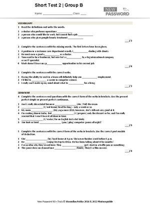 New Password B1+ UT Answer key - New Password B1+ Unit Tests Answer Key ...