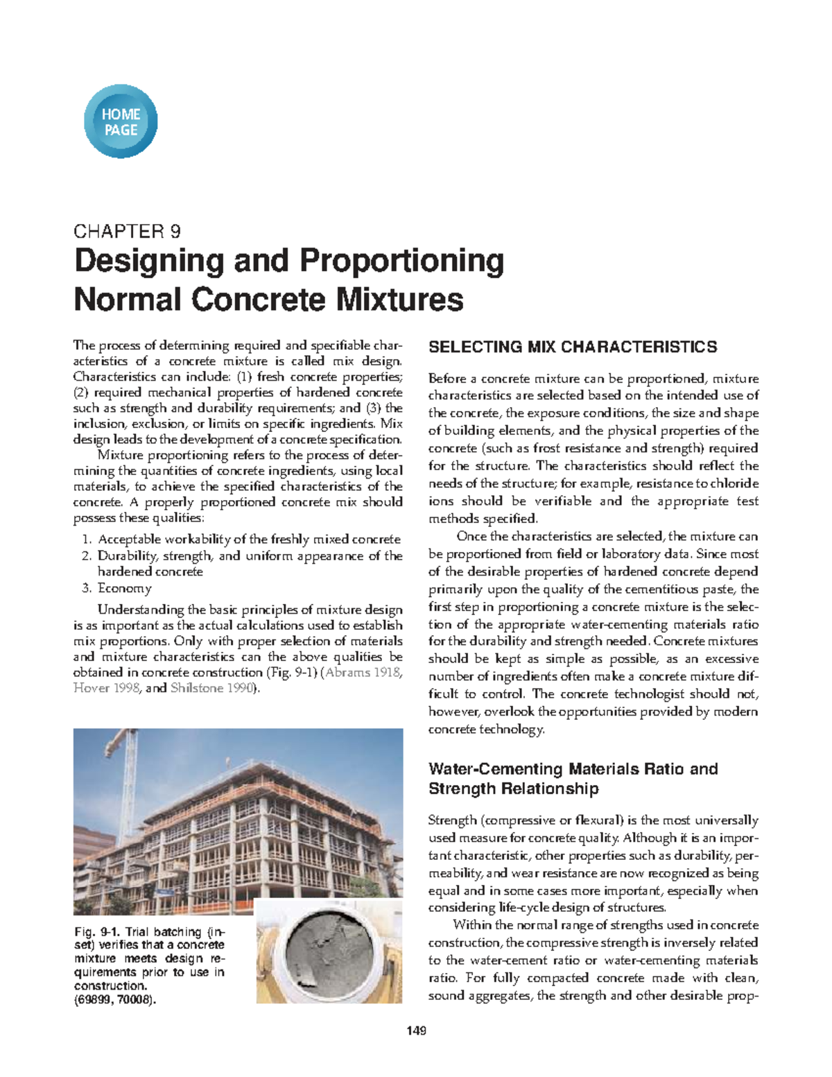 Chapter 9: Designing and Proportioning Normal Concrete Mixtures (Course ...