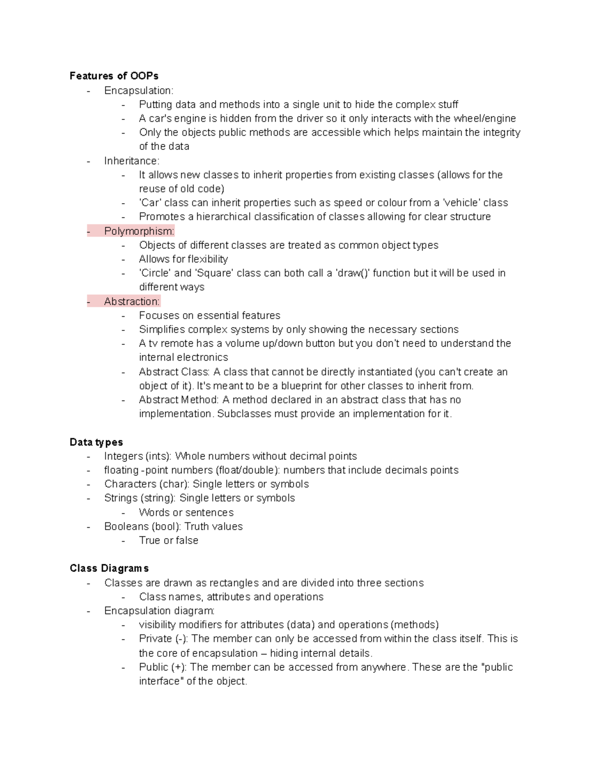 OOPs Concepts Summary: Encapsulation, Inheritance, Polymorphism, and ...