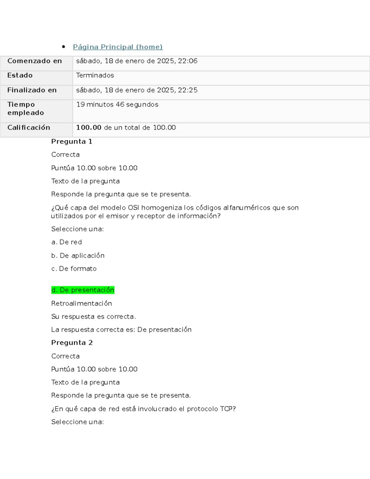 Modelo de referencia OSI examen primer intento - Página Principal (home ...