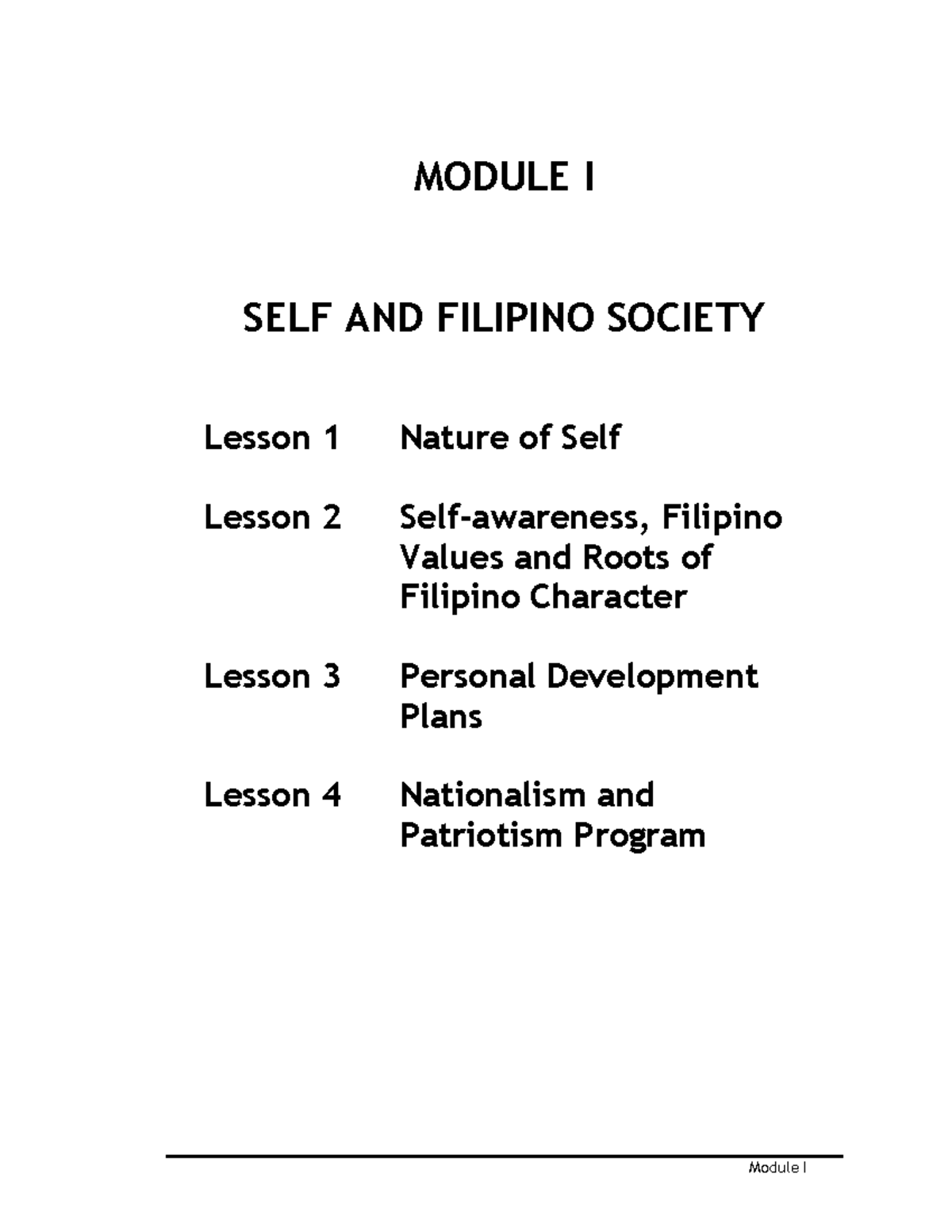 Module I Self and Filipino Society - MODULE I SELF AND FILIPINO SOCIETY ...
