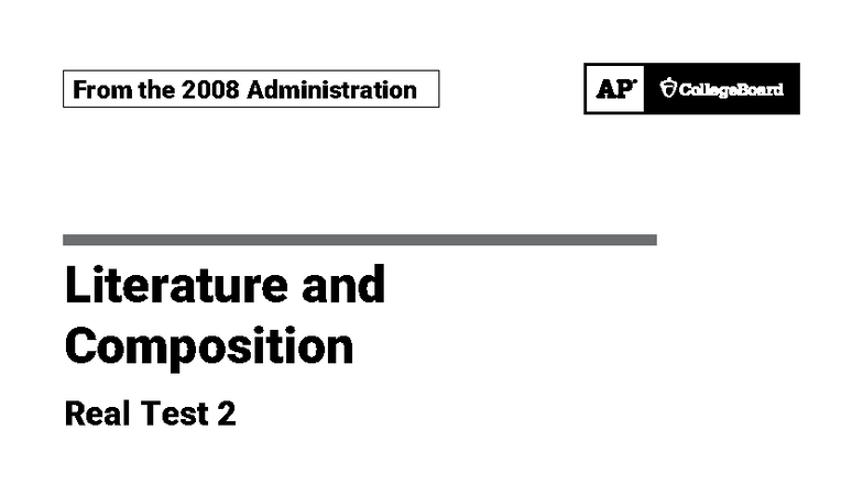 2008 AP Literature & Composition Released Exam Questions - Studocu