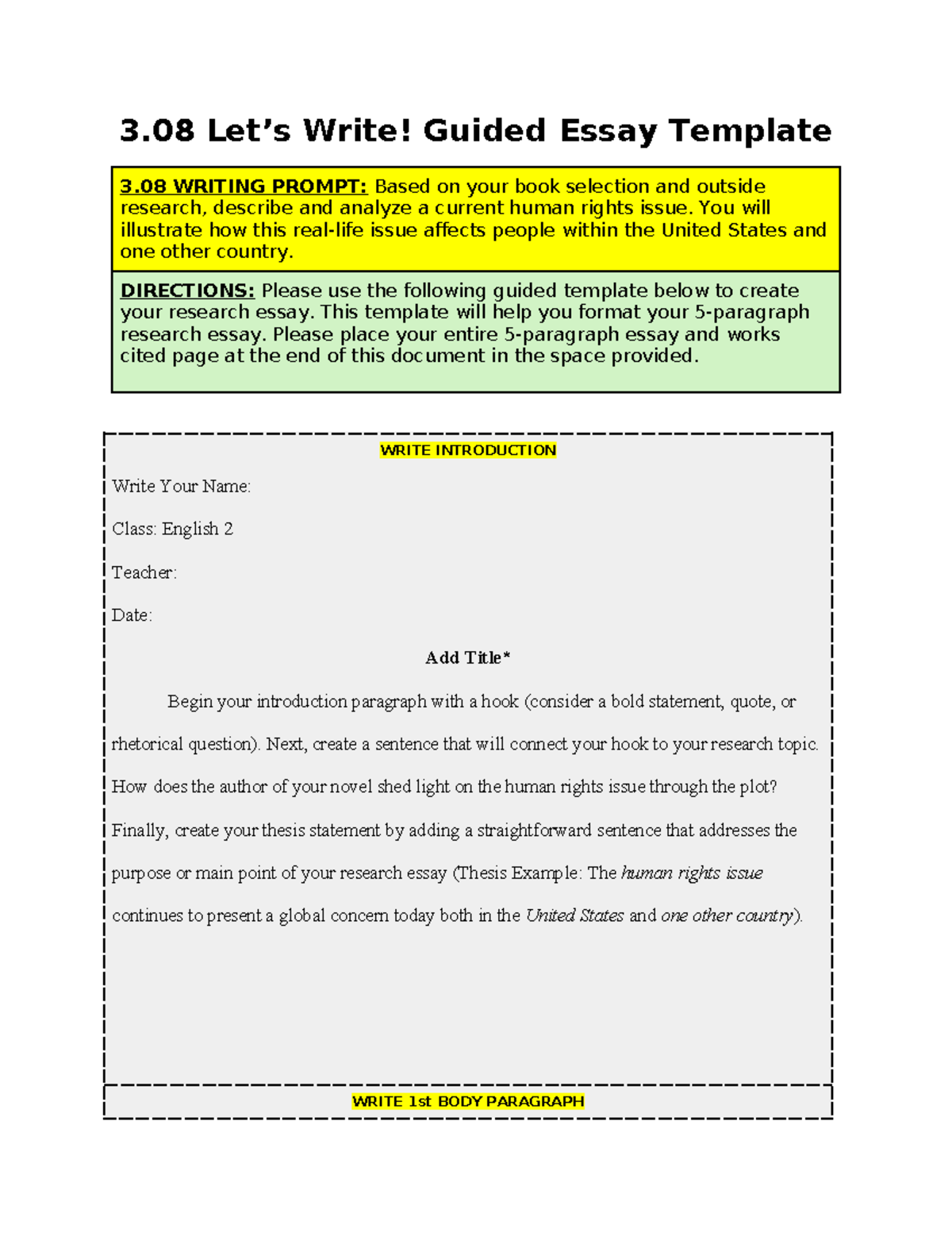 3.08 Let's Write - 3 Let’s Write! Guided Essay Template 3 WRITING ...