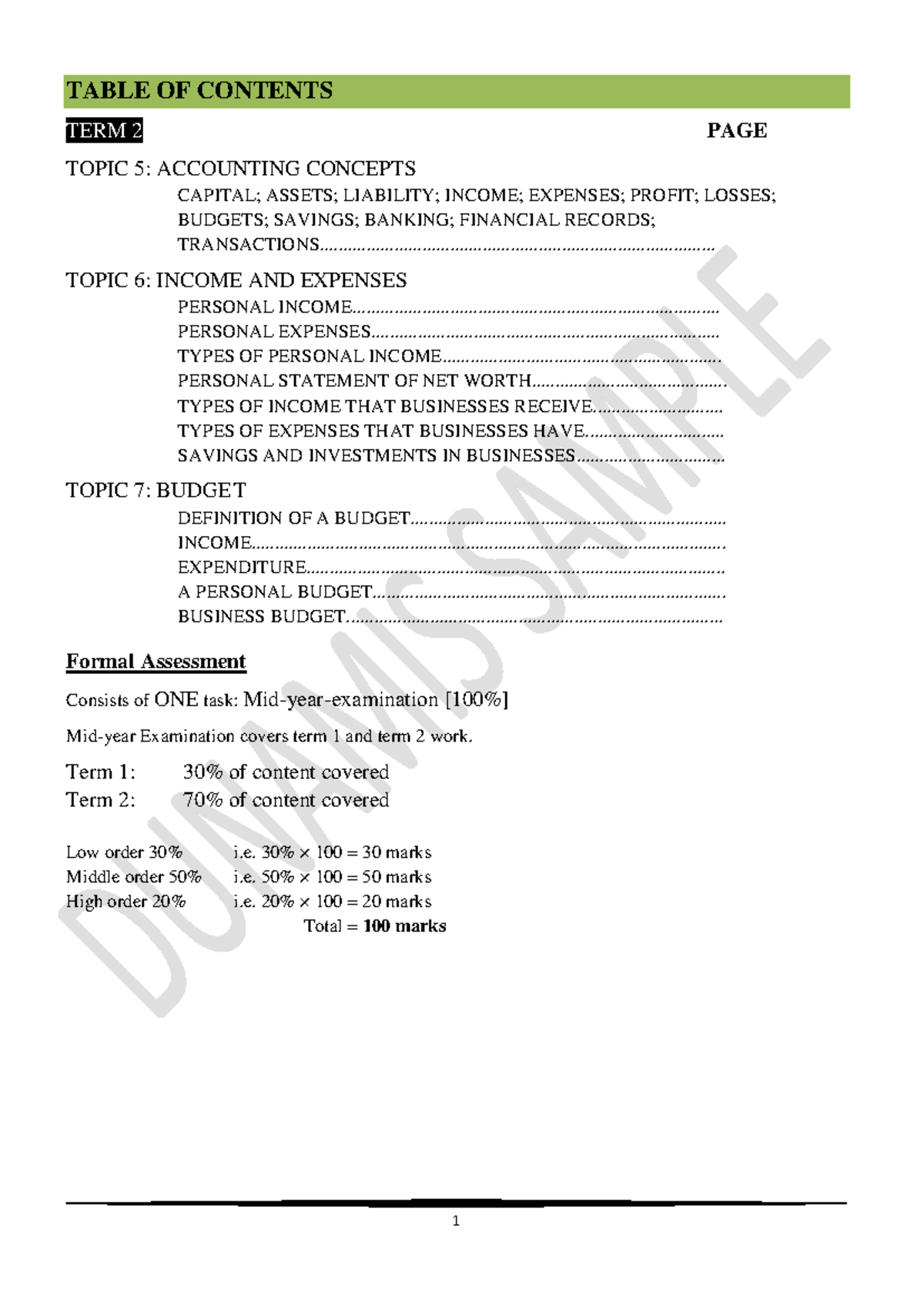 EMS Grade 7 Term 2: Financial Concepts & Personal Budgeting Guide - Studocu