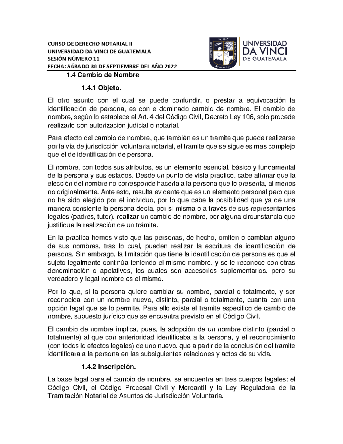 Contenido Notarial - CURSO DE DERECHO NOTARIAL II UNIVERSIDAD DA VINCI ...