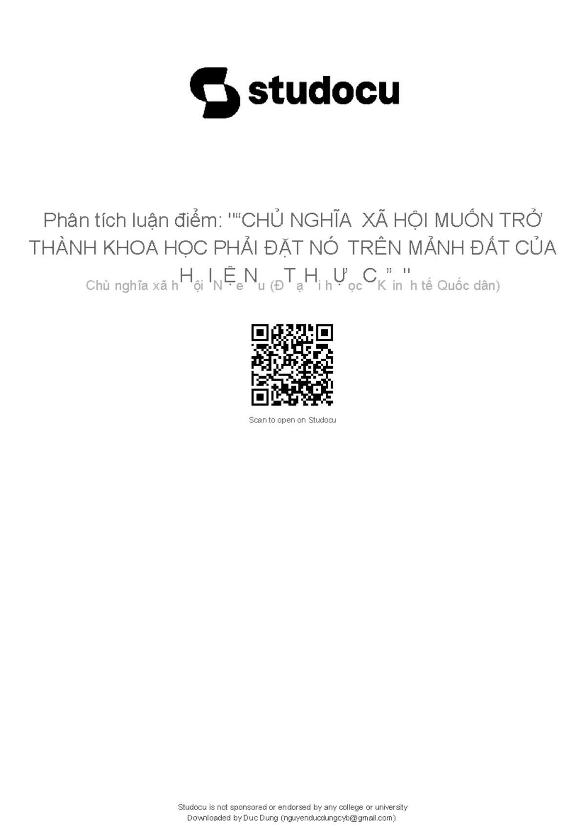 Phan tich luan diem chu nghia xa hoi muon tro thanh khoa hoc phai dat ...