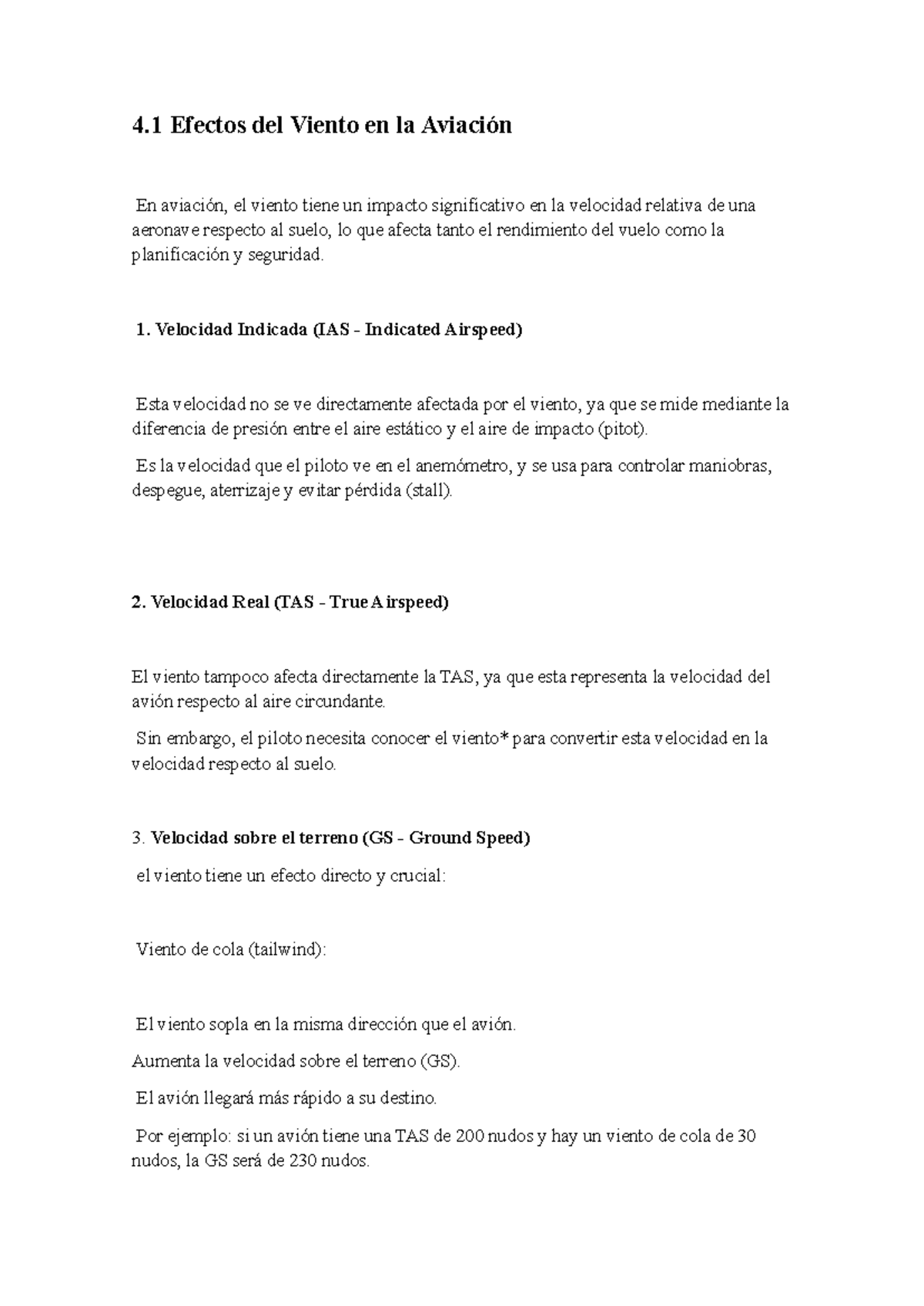 Resumen de la Unidad 4: Efectos del Viento en la Aviación - Studocu