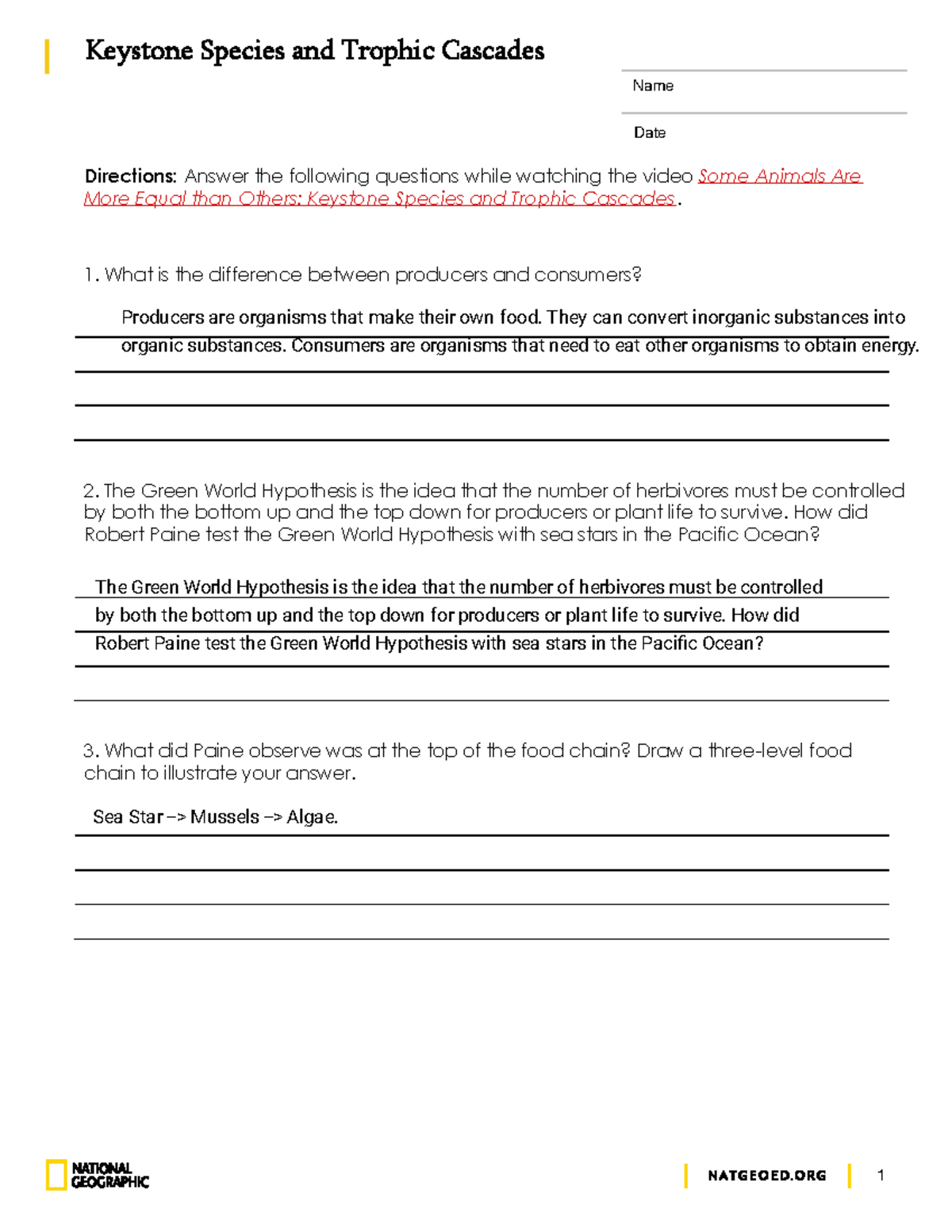 Keystone Species & Trophic Cascades Analysis - NGS Study Guide - Studocu