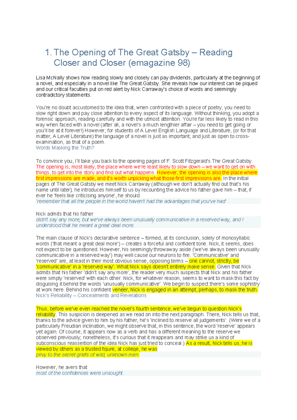 Emag Articles: Analyzing Themes in The Great Gatsby (A Level English ...