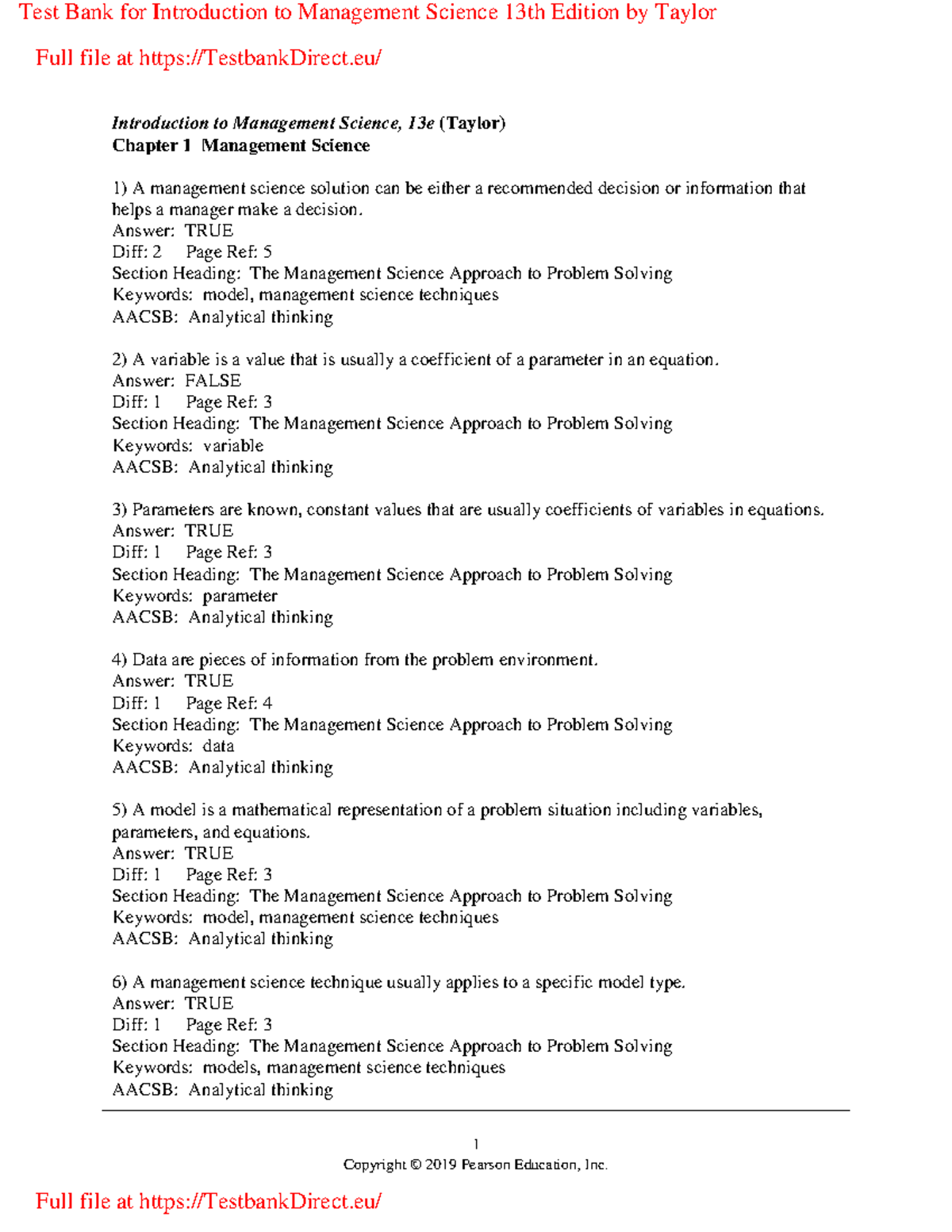 Busmath 42 - Chapter 1: Introduction to Management Science Concepts ...