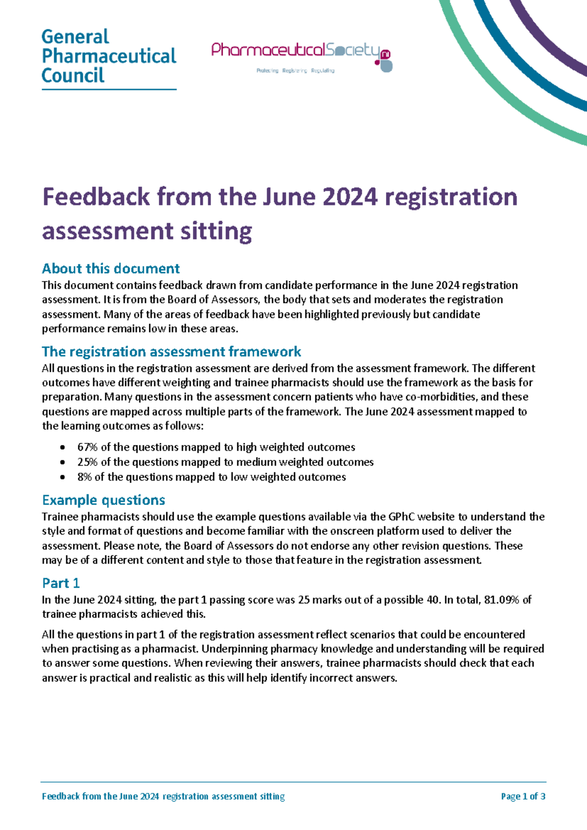 Feedback on the June 2024 Registration Assessment Sitting - Studocu