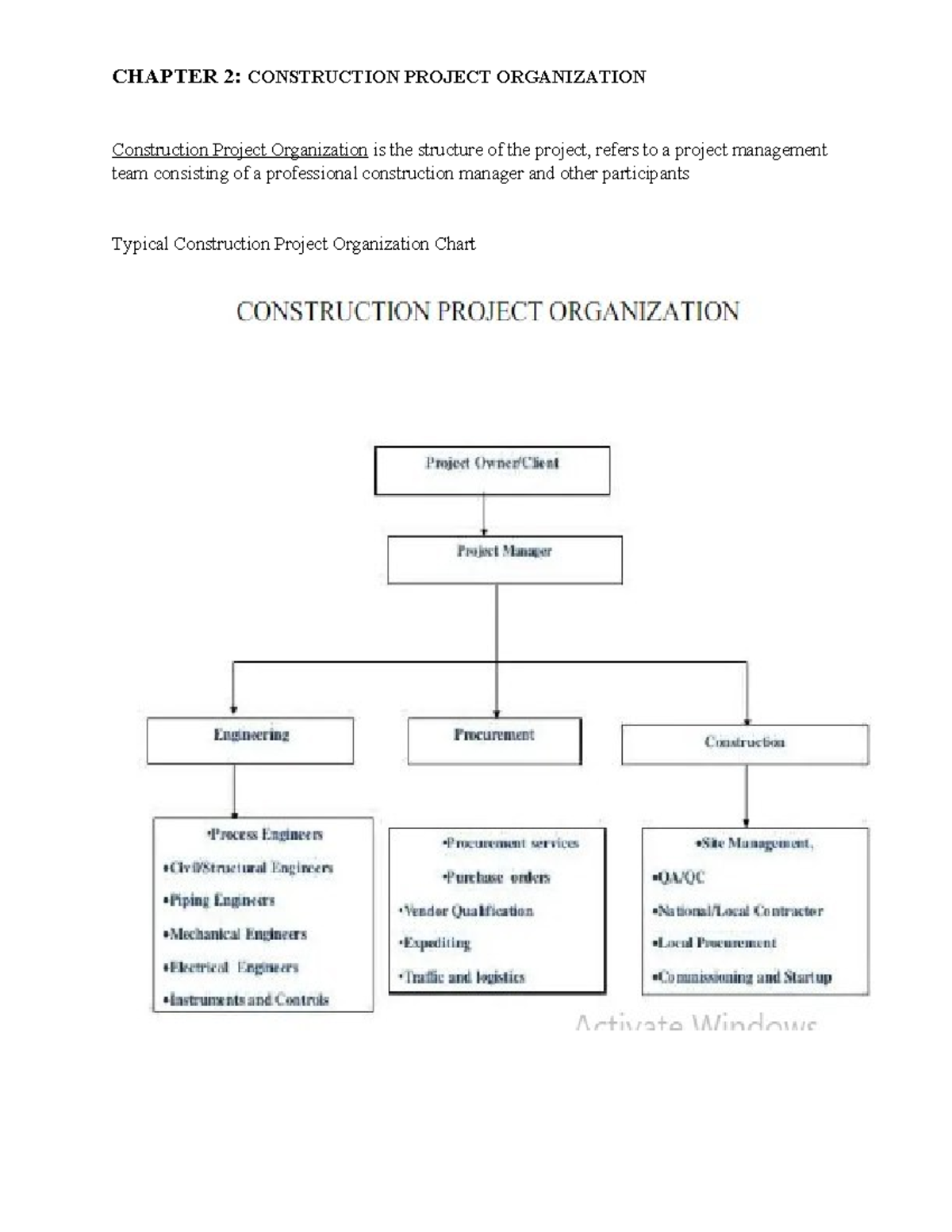 Lecture Notes on CON 201: Construction Project Organization and ...