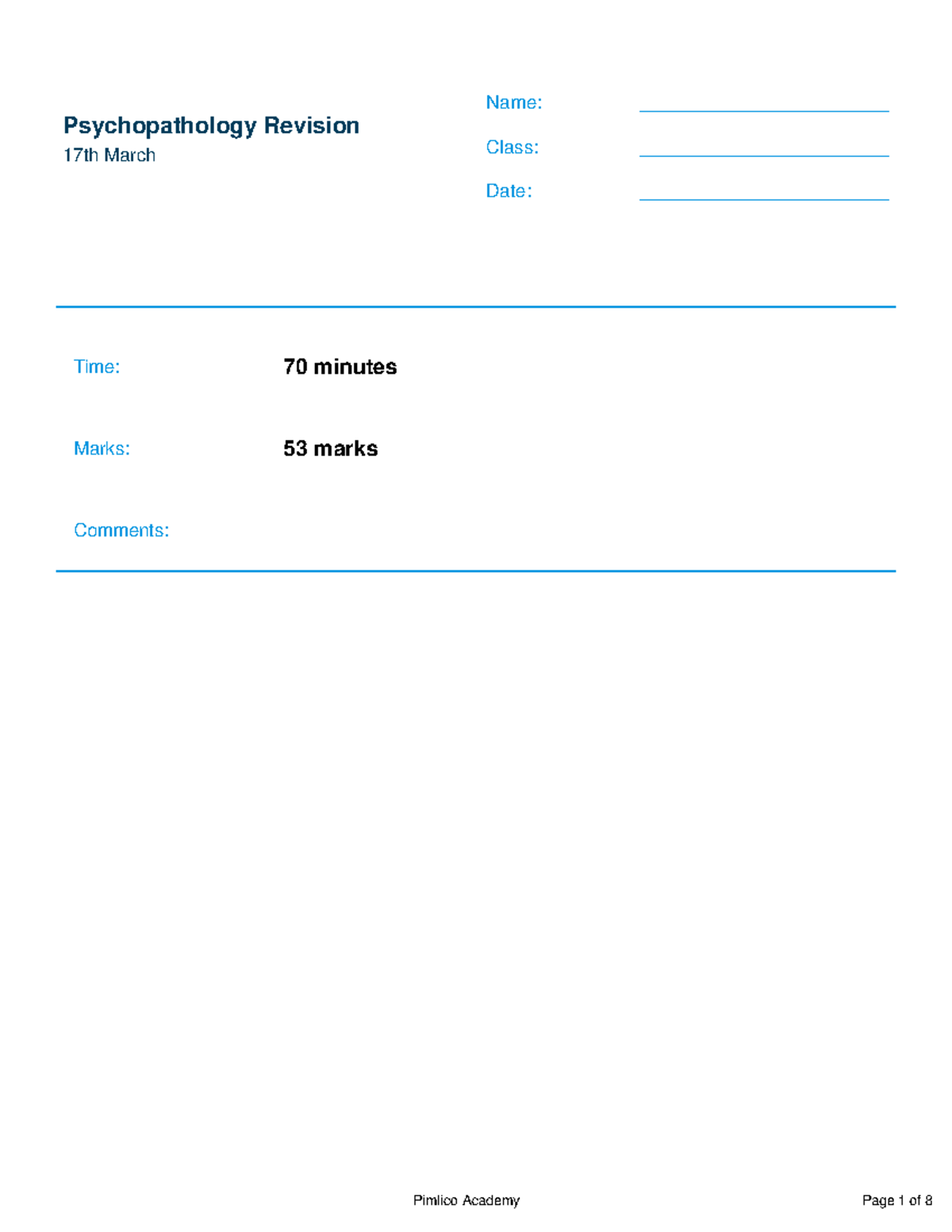 Psychopathology Revision Notes for Exam (Course Code: N/A) - Studocu