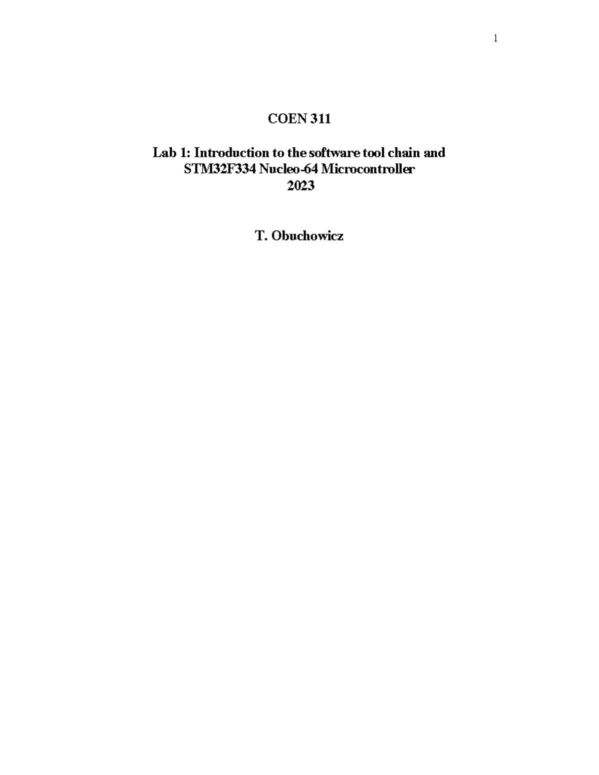 COEN 311 Lab 1: Intro to Linux Toolchain & STM32F334 Microcontroller - Studocu