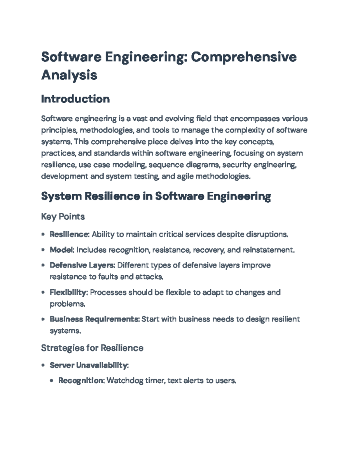 Software Engineering: Key Concepts in Resilience, Modeling & Security (SE 101) - Studocu