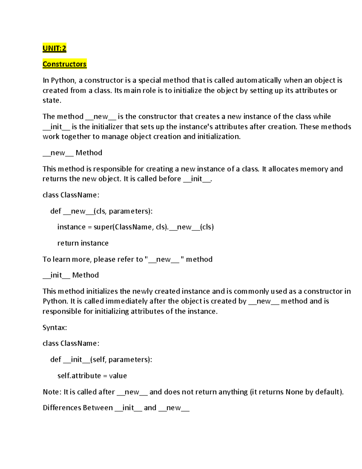 Python (UNIT:2) - Understanding Constructors and Exception Handling ...