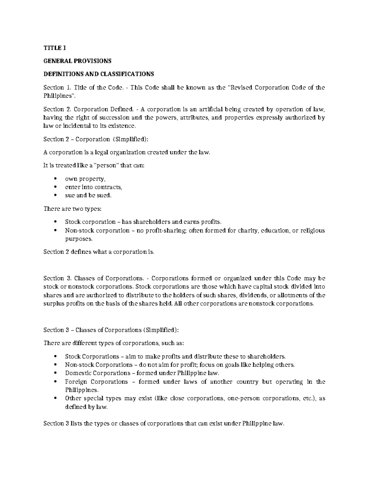 BCLR - Overview of General Provisions and Classifications of ...