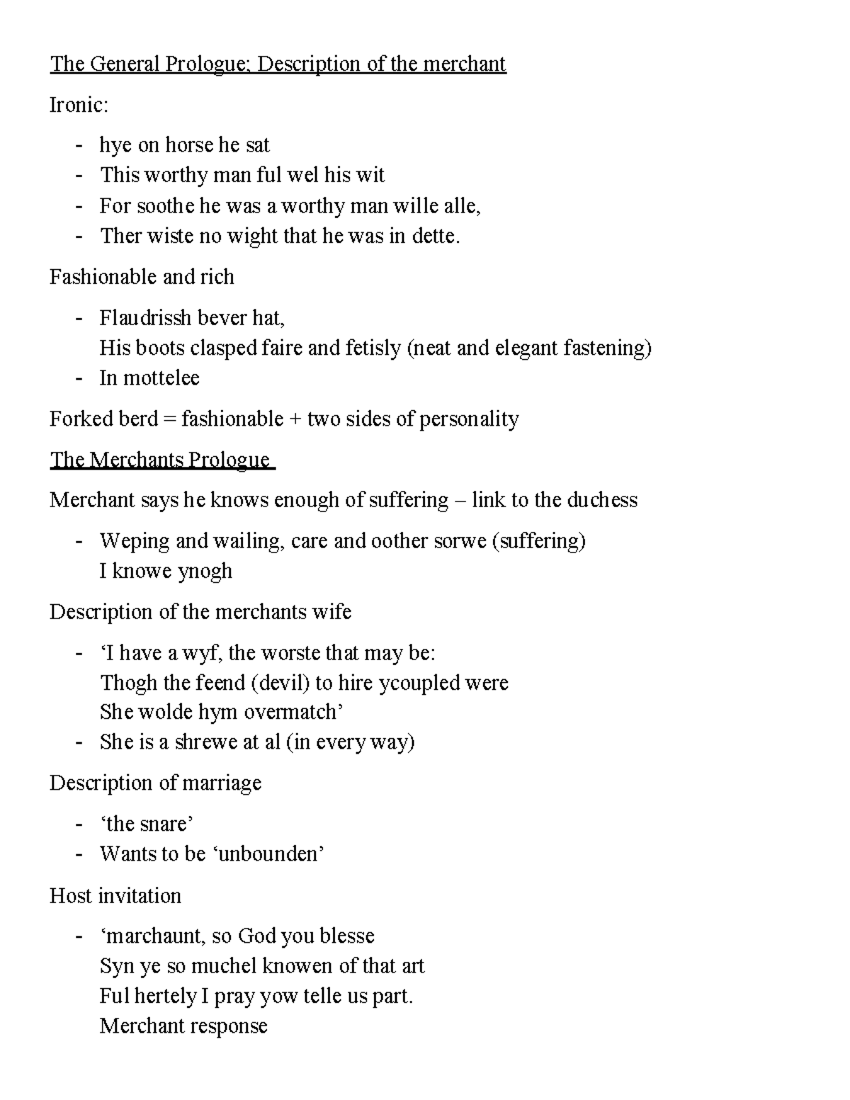 The Merchant's Tale Analysis: Themes of Irony and Marriage - Studocu