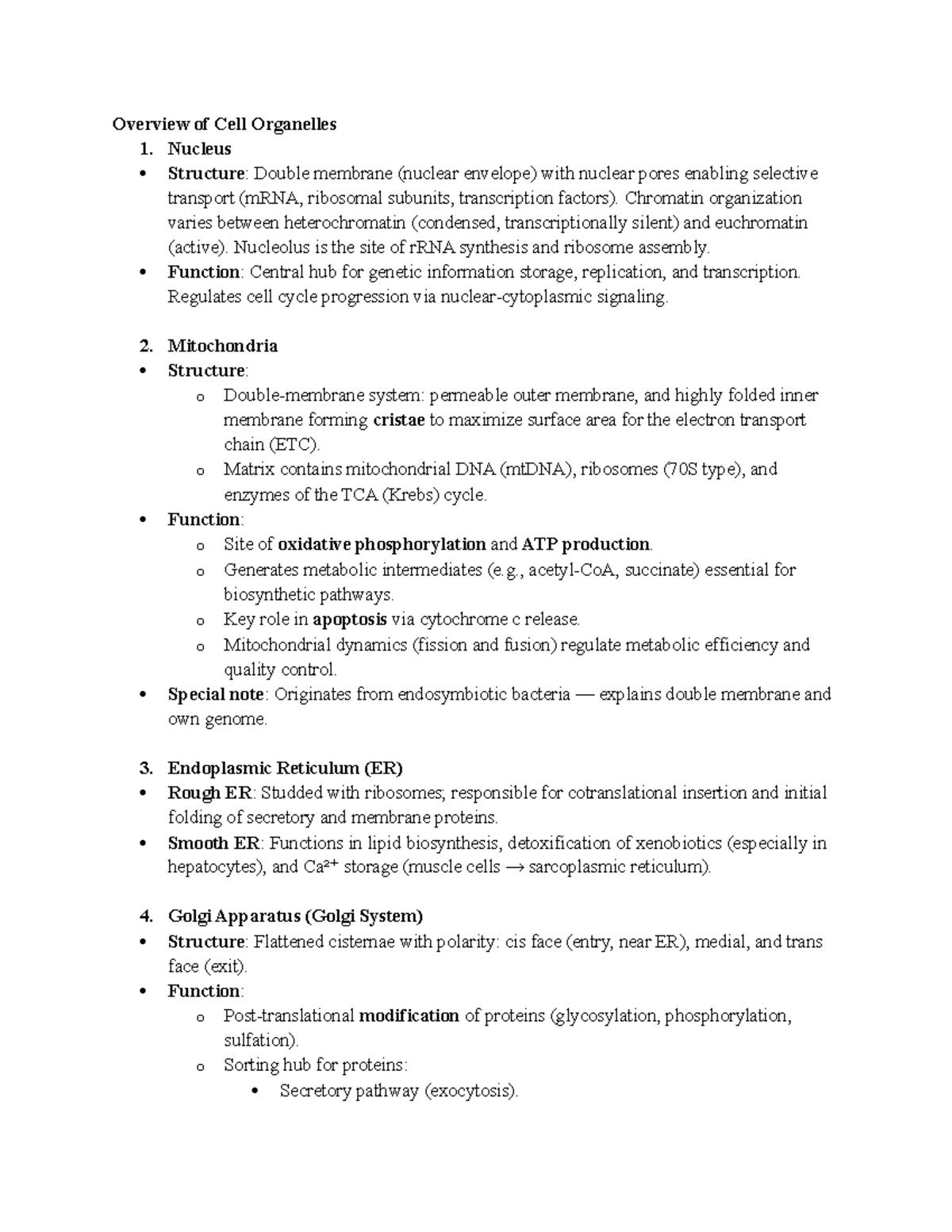 Case Study: Overview of Cell Organelles and Their Functions - Studeersnel