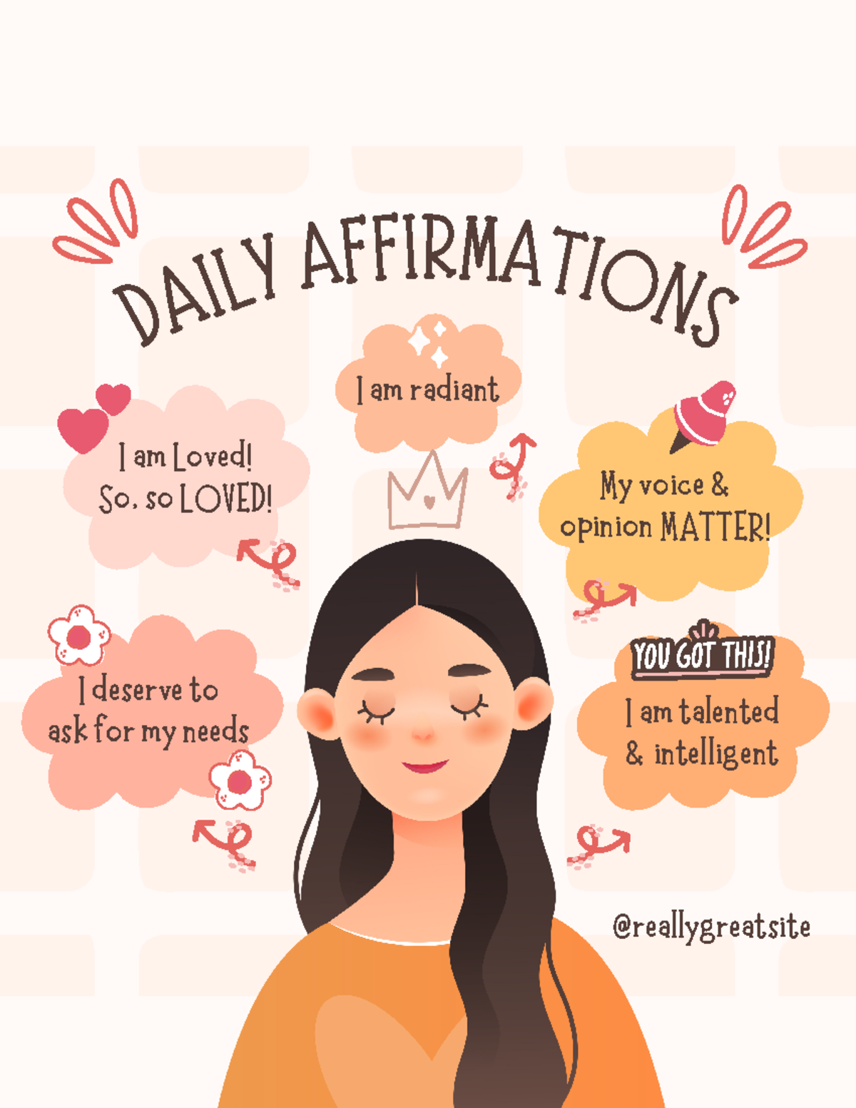 Cute Daily Affirmation Illustration List - Instagram Post (Document ...