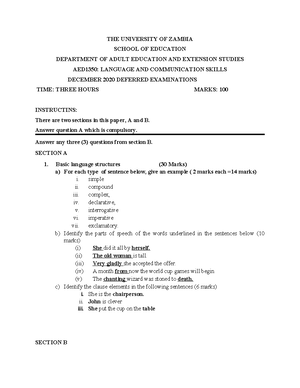 Past paper Marketing - UNIVERSITY OF ZAMBIA SCHOOL OF EDUCATION ...