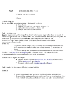 Food science and nutrition notes - 7.1 INTRODUCTION TO FOOD SCIENCE AND ...