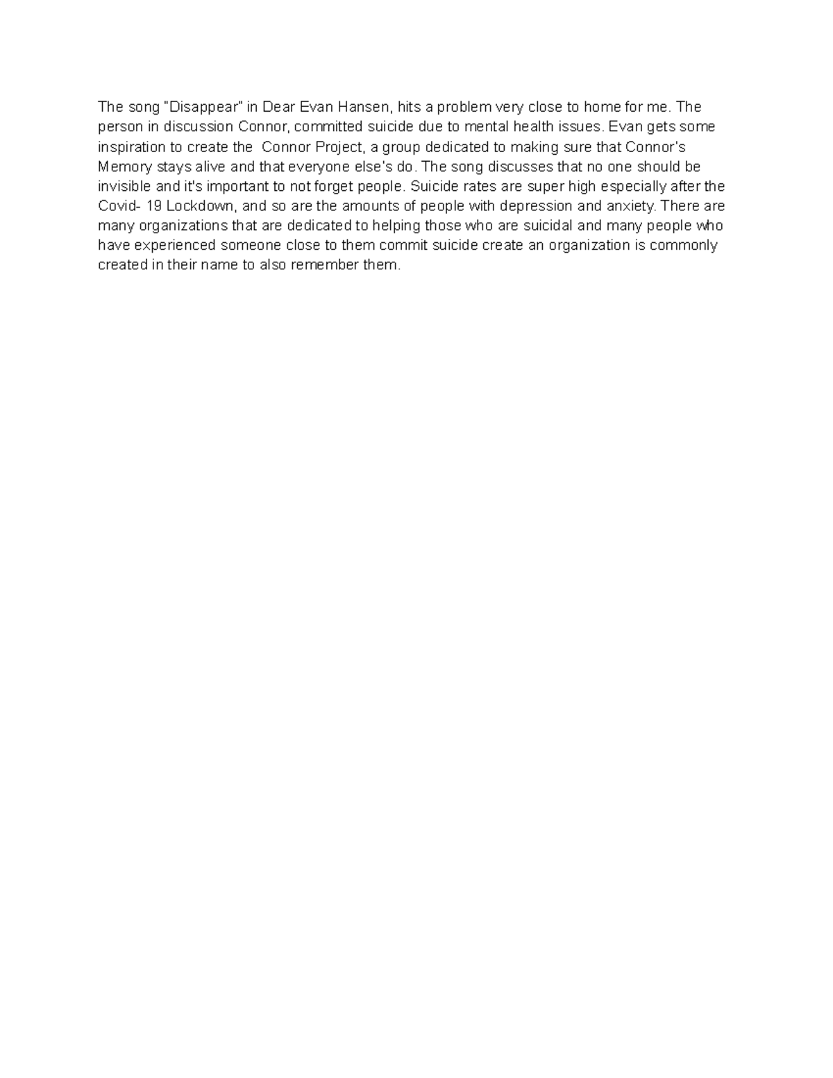Module 3 Week 11 Journal: Reflections on "Disappear" and Mental Health ...
