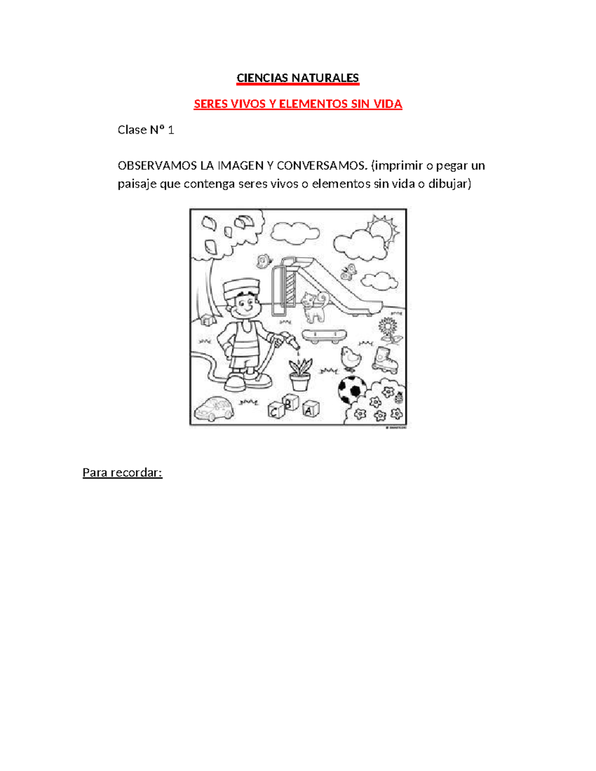 CIENCIAS NATURALES: SERES VIVOS Y ELEMENTOS SIN VIDA - Clase 1 a 3 ...