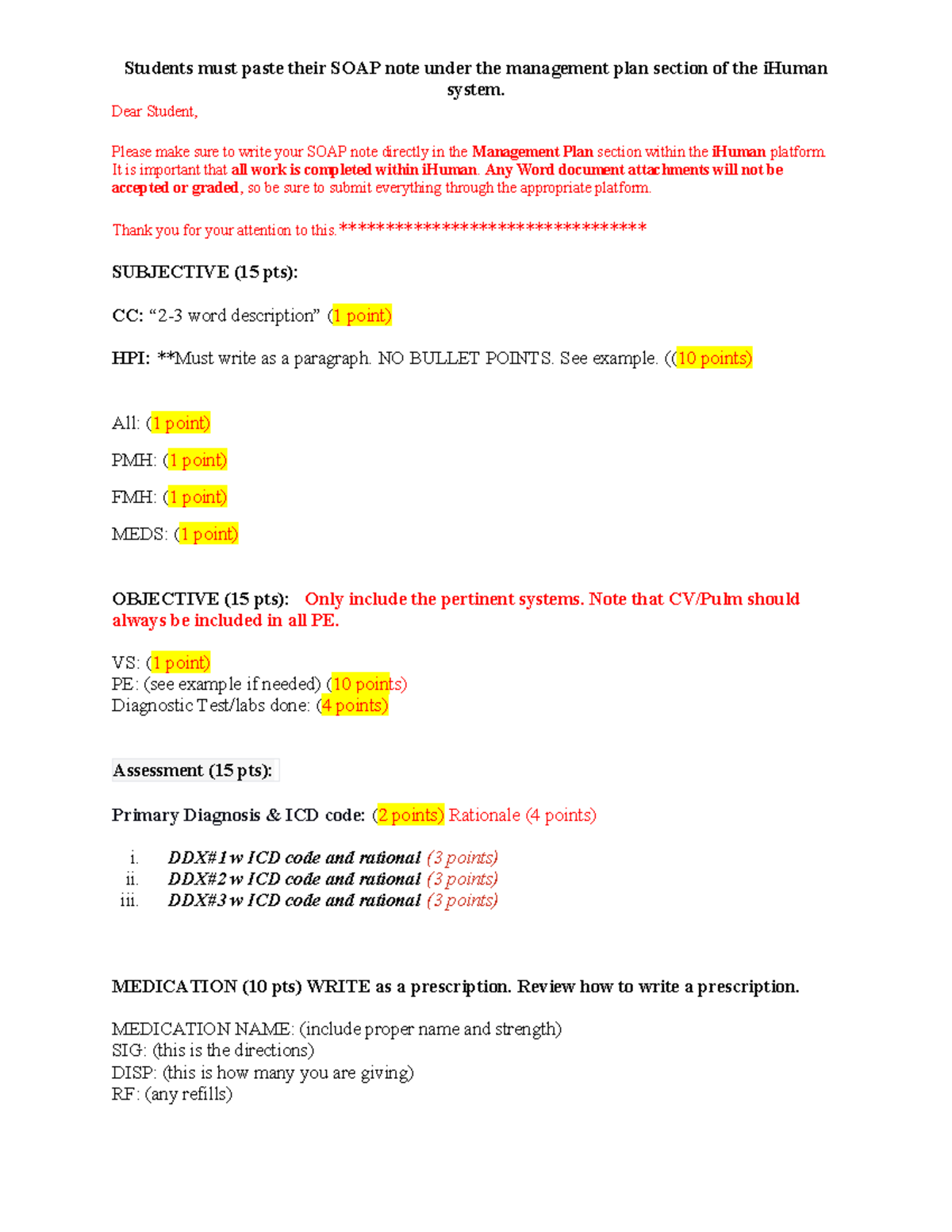 iHuman SOAP Note Template for Spring 2025 Assignment - Studocu