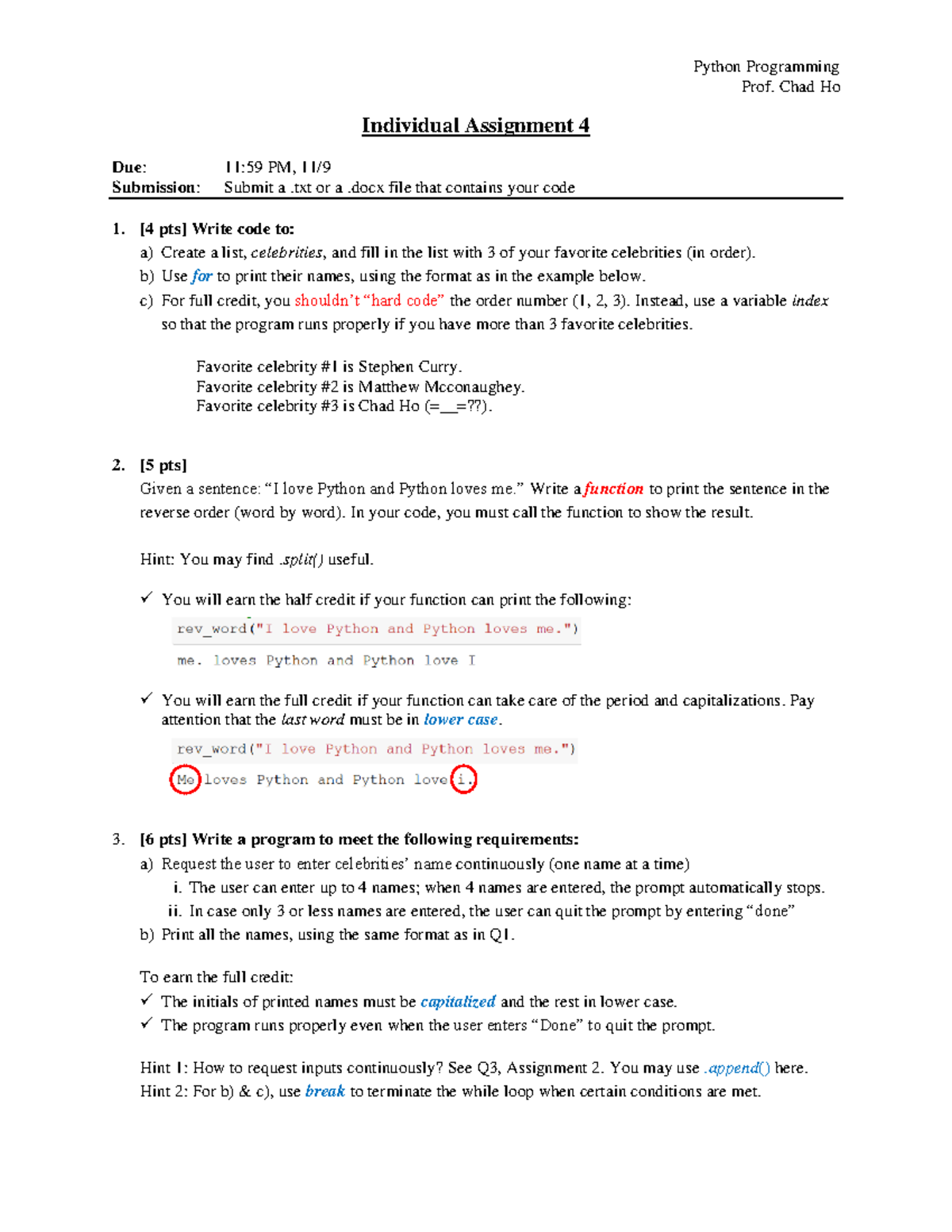 ISTM-3119 Individual Assignment 4: Python Programming Tasks - Studocu