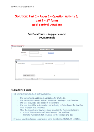 Caravan Unit 2 Part A - Cheat sheet for IT Database - Turn over P70533A ...
