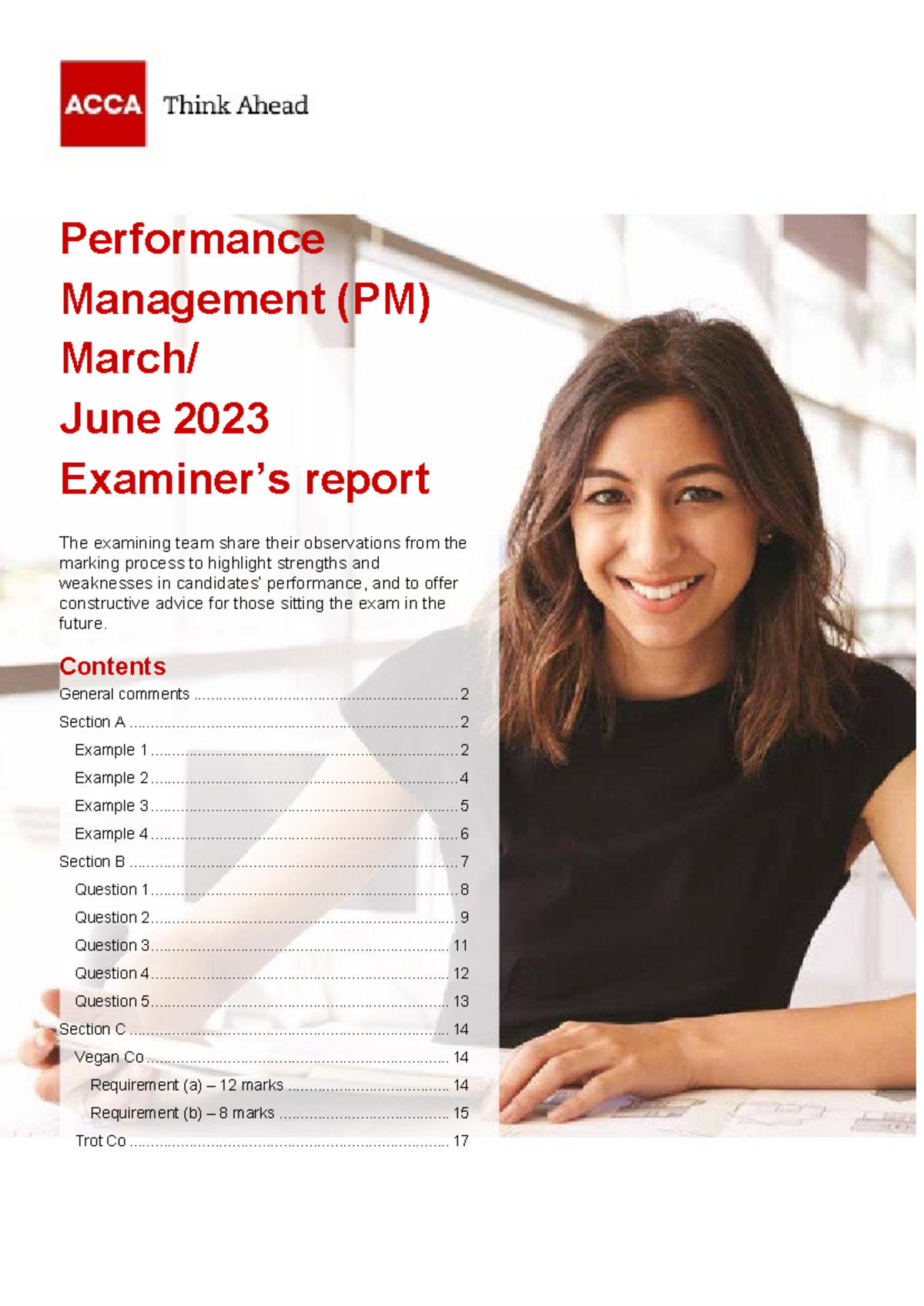 PM MJ23 Examiner's Report - Performance Management Final Insights - Studocu