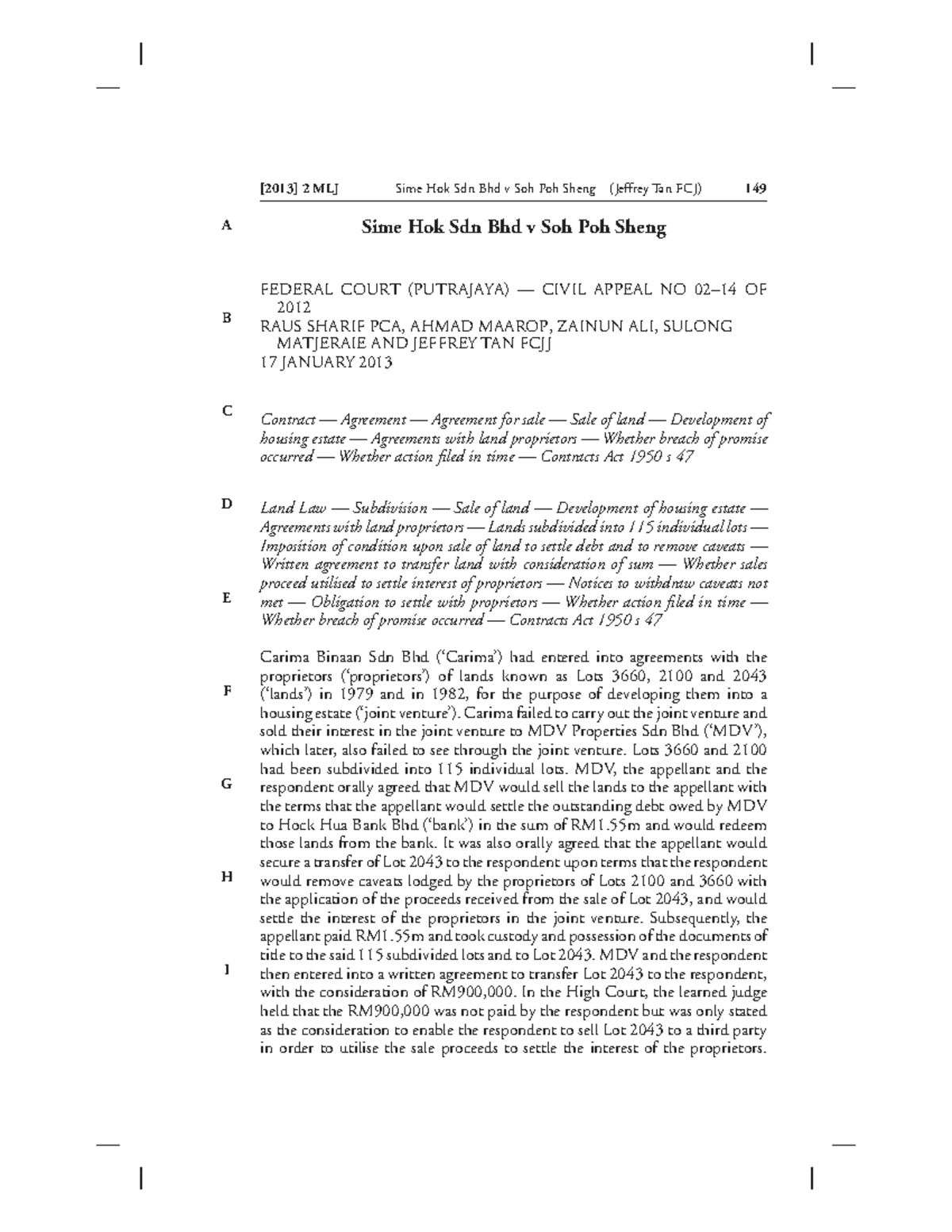 Sime Hok Sdn Bhd v Soh Poh Sheng: Analysis of Breach of Contract (2013 ...