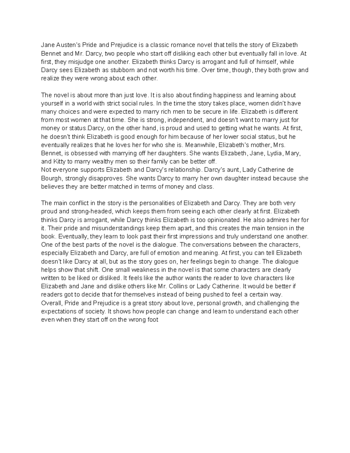 ENG 2.05: Review Assignment on Pride and Prejudice Analysis - Studocu