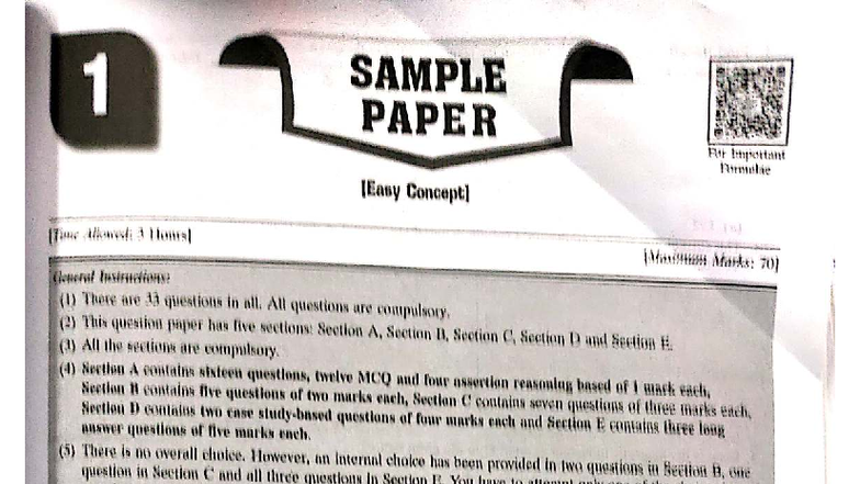 Physics Sample Paper 1: Important Formulae & General Instructions - Studocu