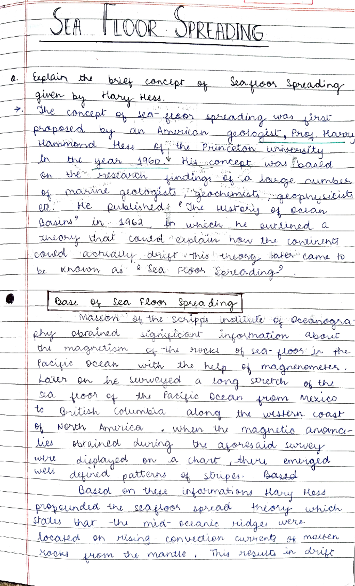Seafloor spreading - Notes - EATIOOR DPREADING plain t biLe concupr ...