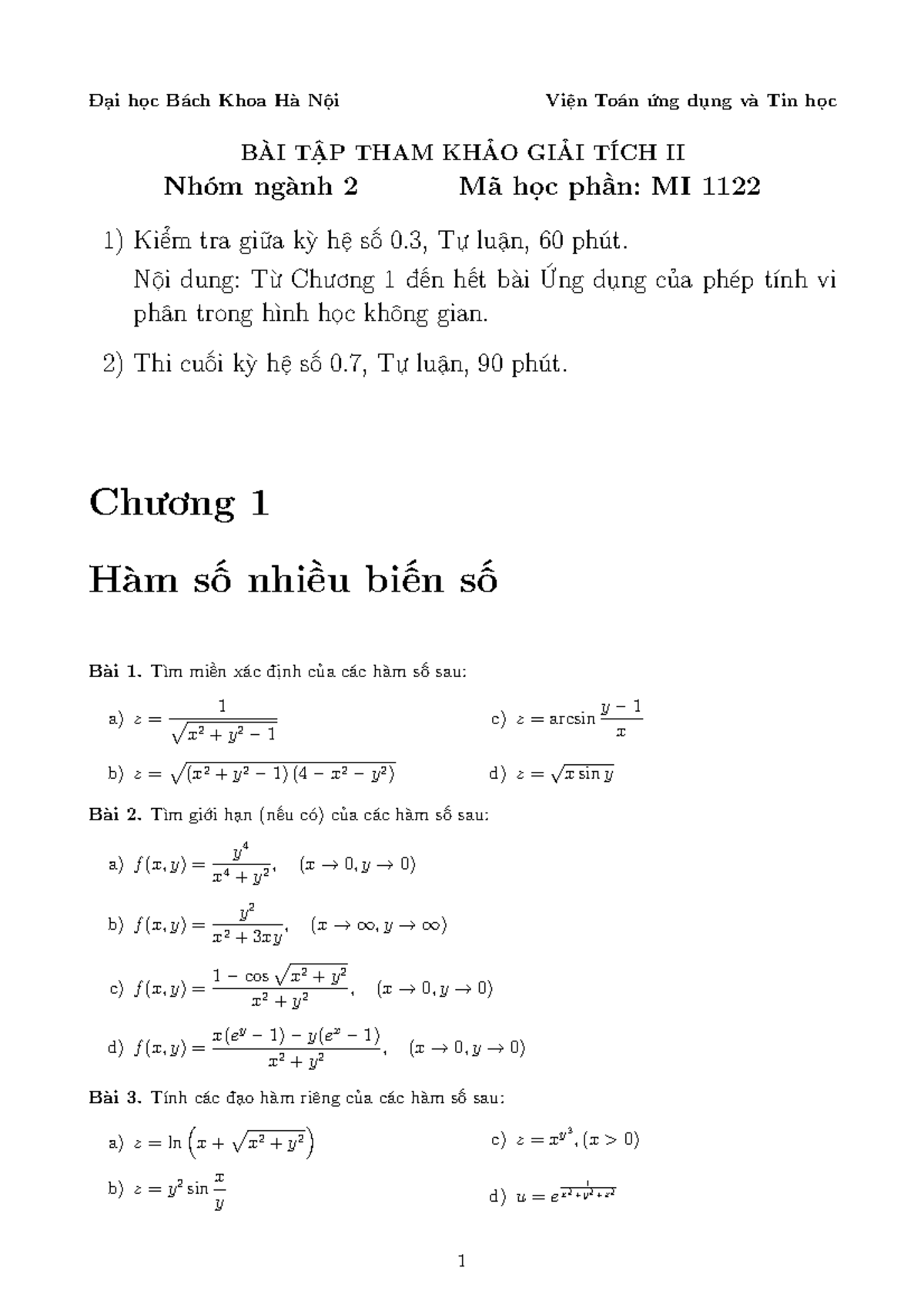 BT thamkhao GT2 nhom2 - Bài tập tham khảo Toán từ trường ĐH Bách khoa Hà Nội - BÀI TẬP THAM KHẢO ...