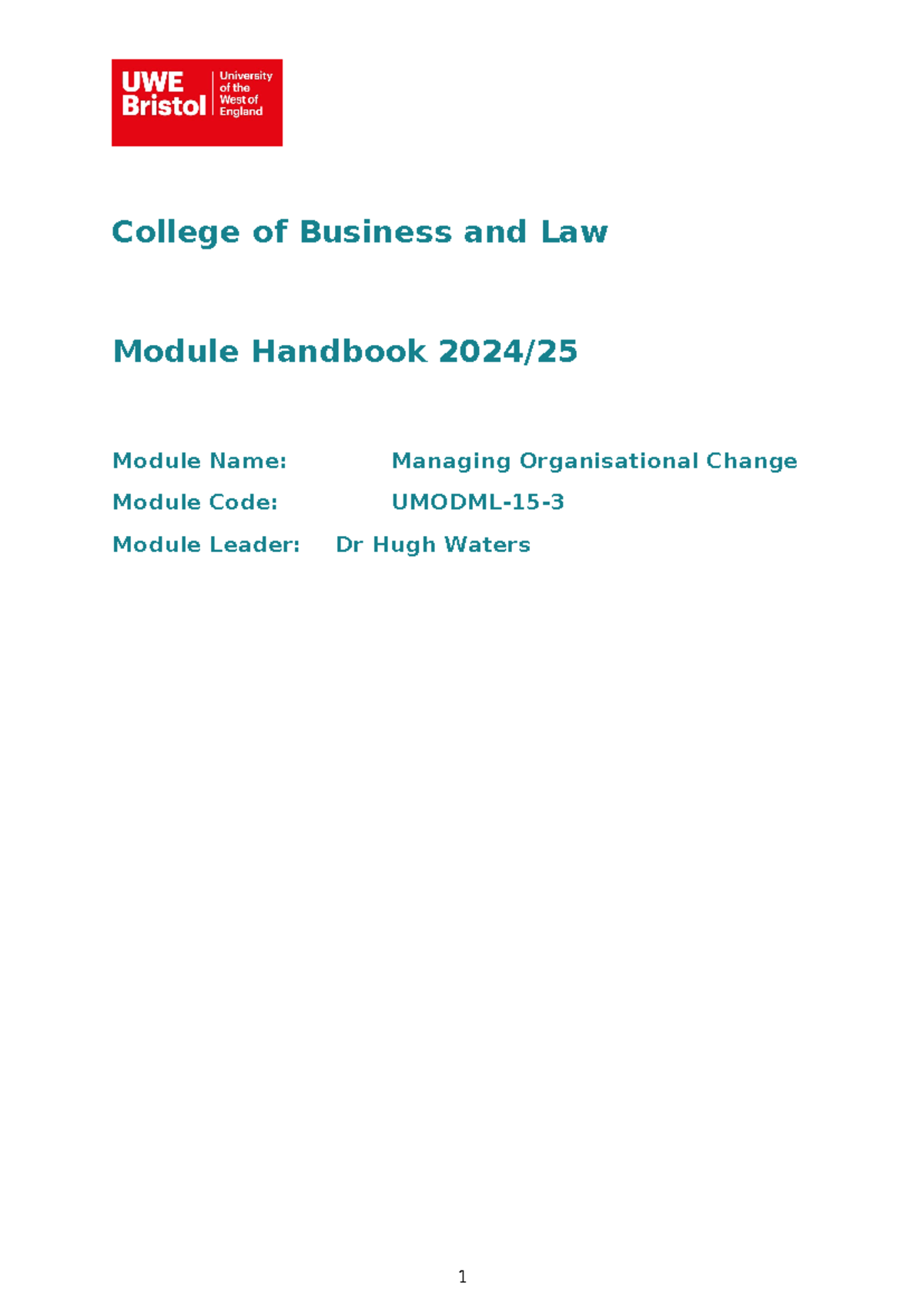 Module Handbook 2024-2025 - College of Business and Law Module Handbook ...