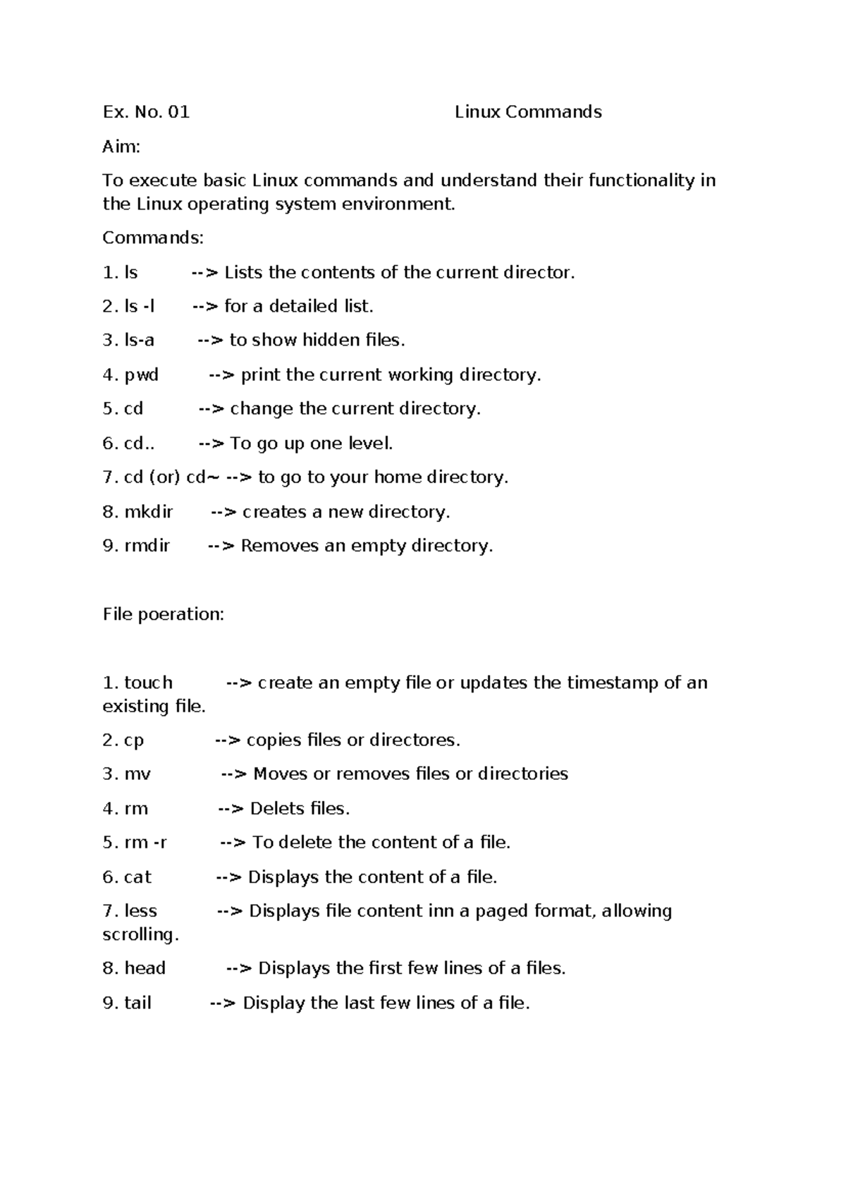Practical 1-10: Linux Commands & Socket Programming Overview - Studocu