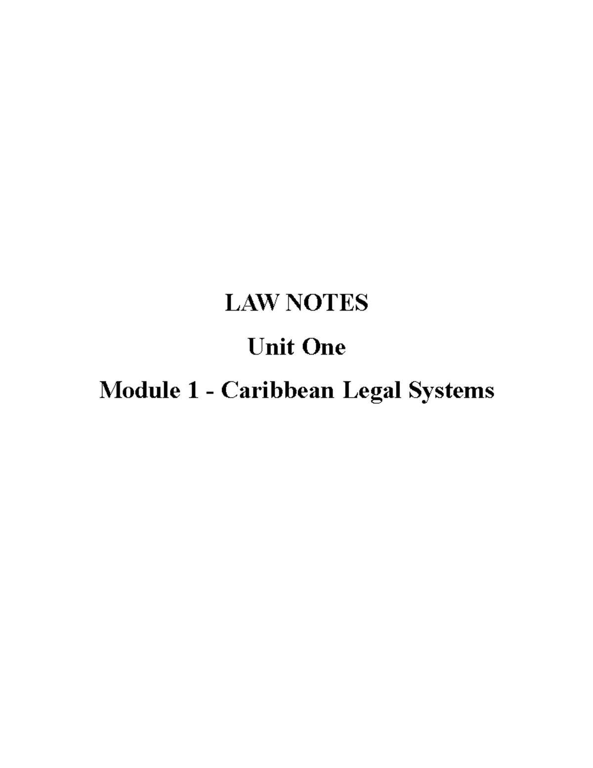 Law Module 1: Overview of Caribbean Legal Systems and Law Functions ...